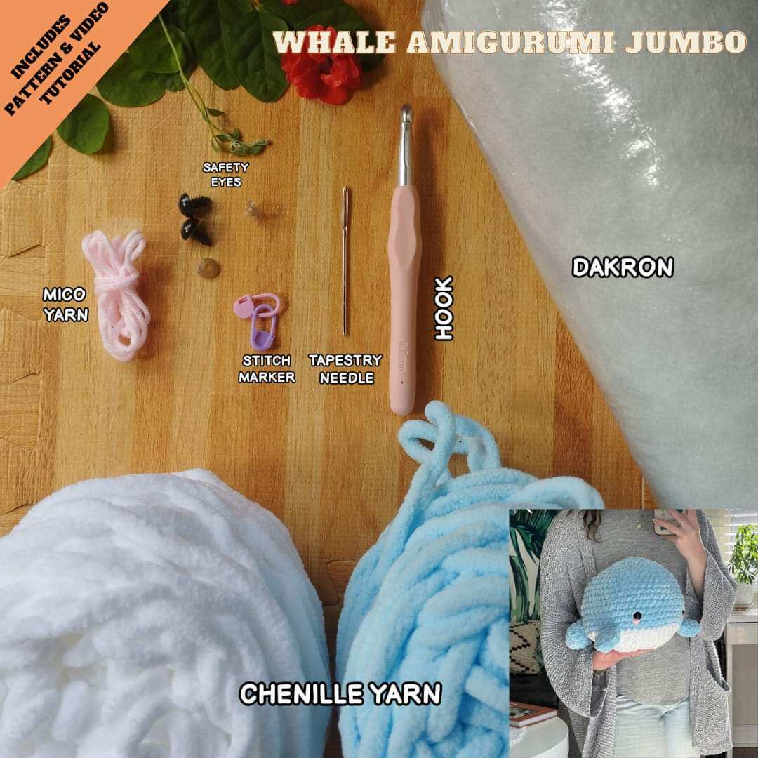 DIY CROCHET WHALE AMIGURUMI JUMBO / BONEKA RAJUT PAUS BESAR | Lazada ...