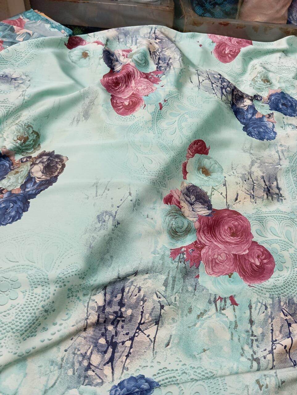 Kain Sutra Silk Motif Premium . Bahan Sutra Motif Grade A ( Harga Per ...