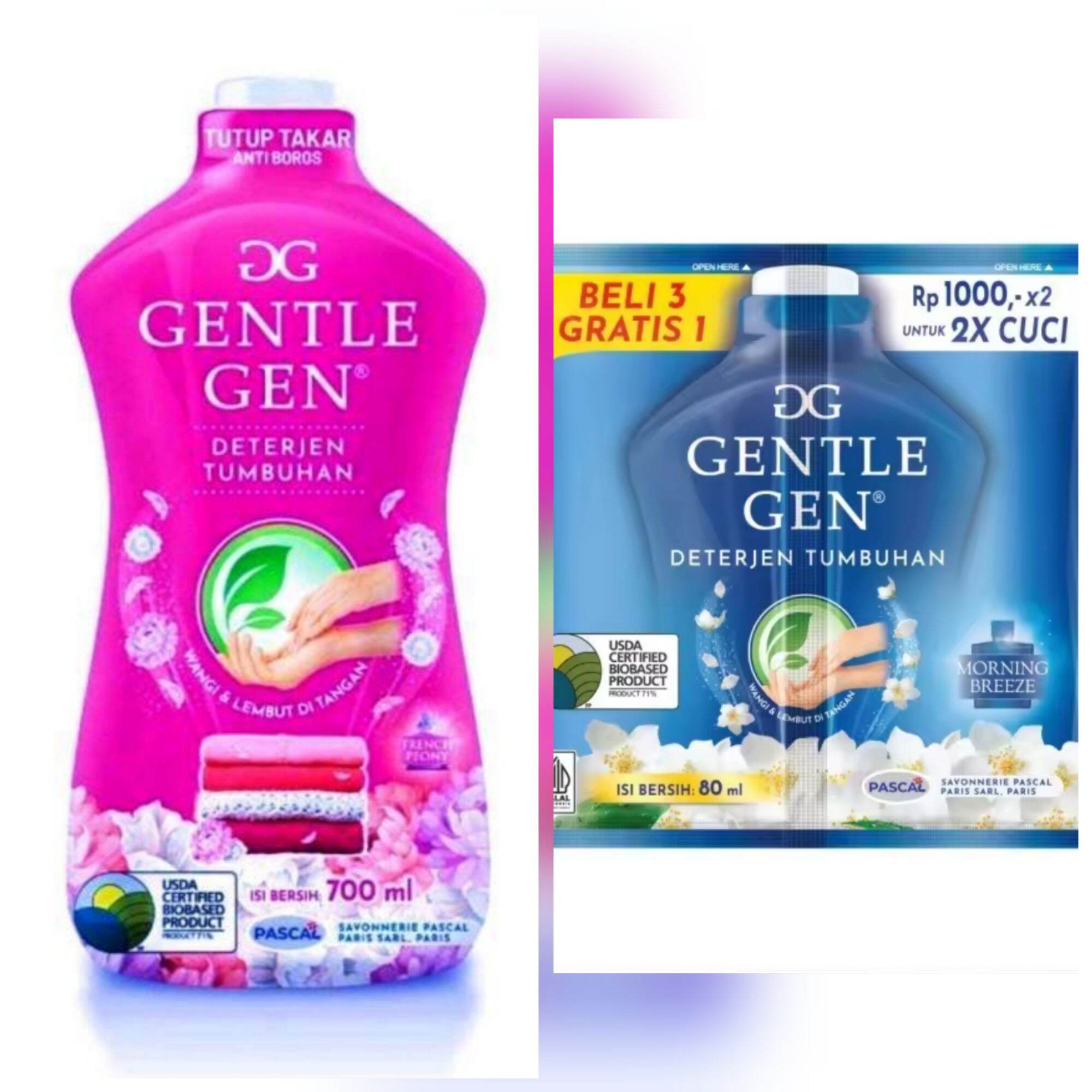 Gentle gen deterjen cair 700 ml botol / gentle gen renceng 16 sachet ...