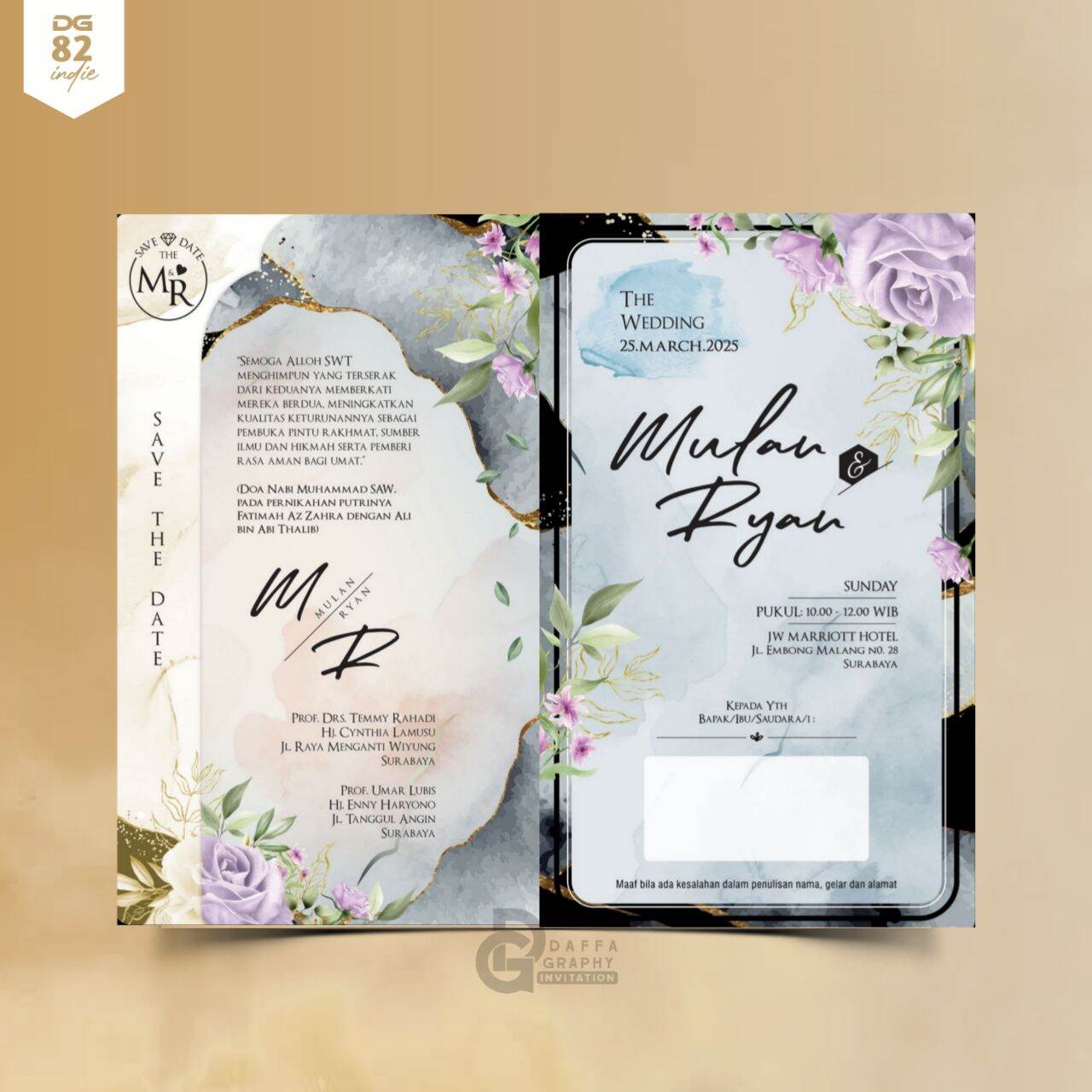 Undangan Pernikahan Motif Bunga DG.82.Indie | Bonus Plastik, Label ...