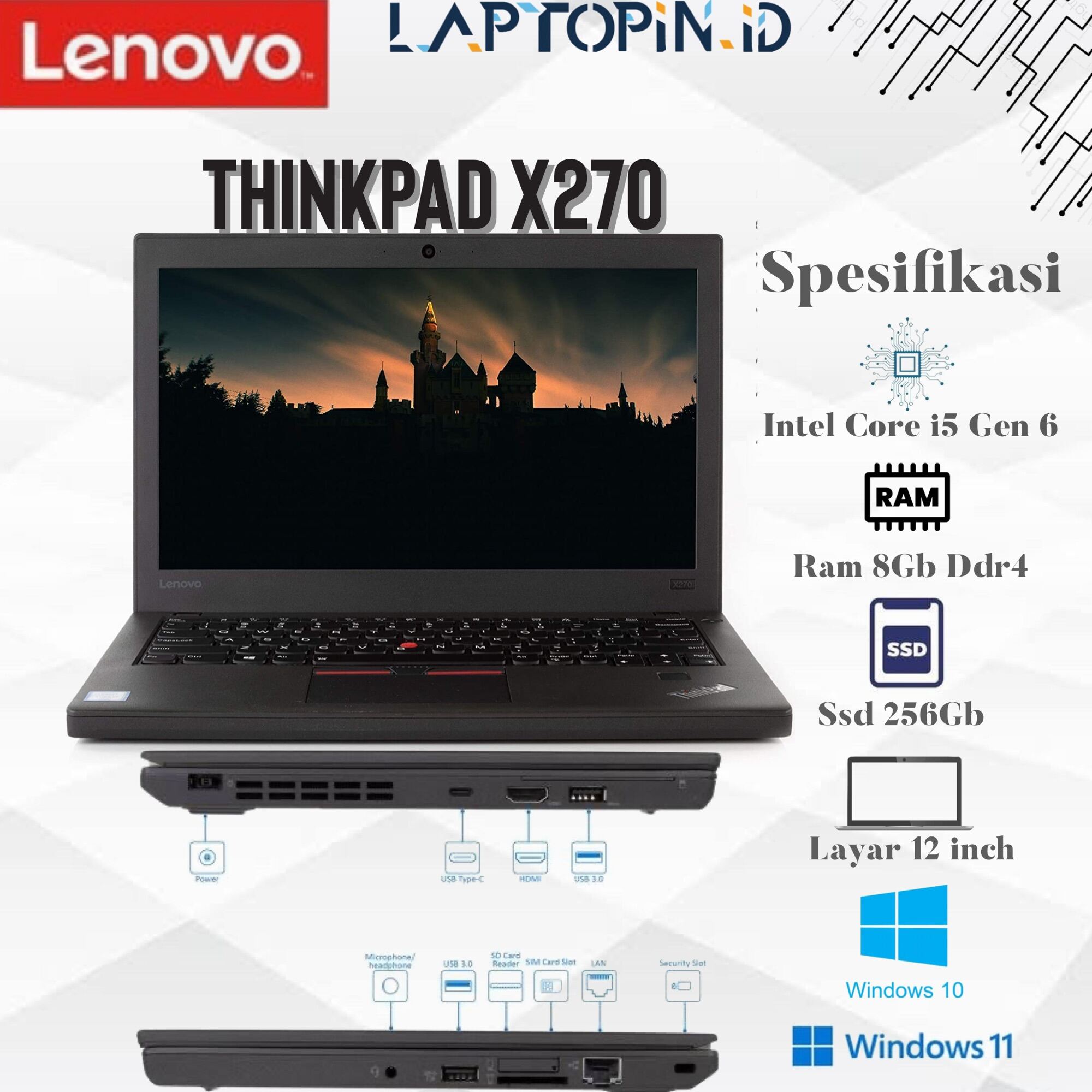 Lenovo Thinkpad X270 Core i5 Gen 6 Ram 8Gb Ssd 256Gb | Lazada Indonesia