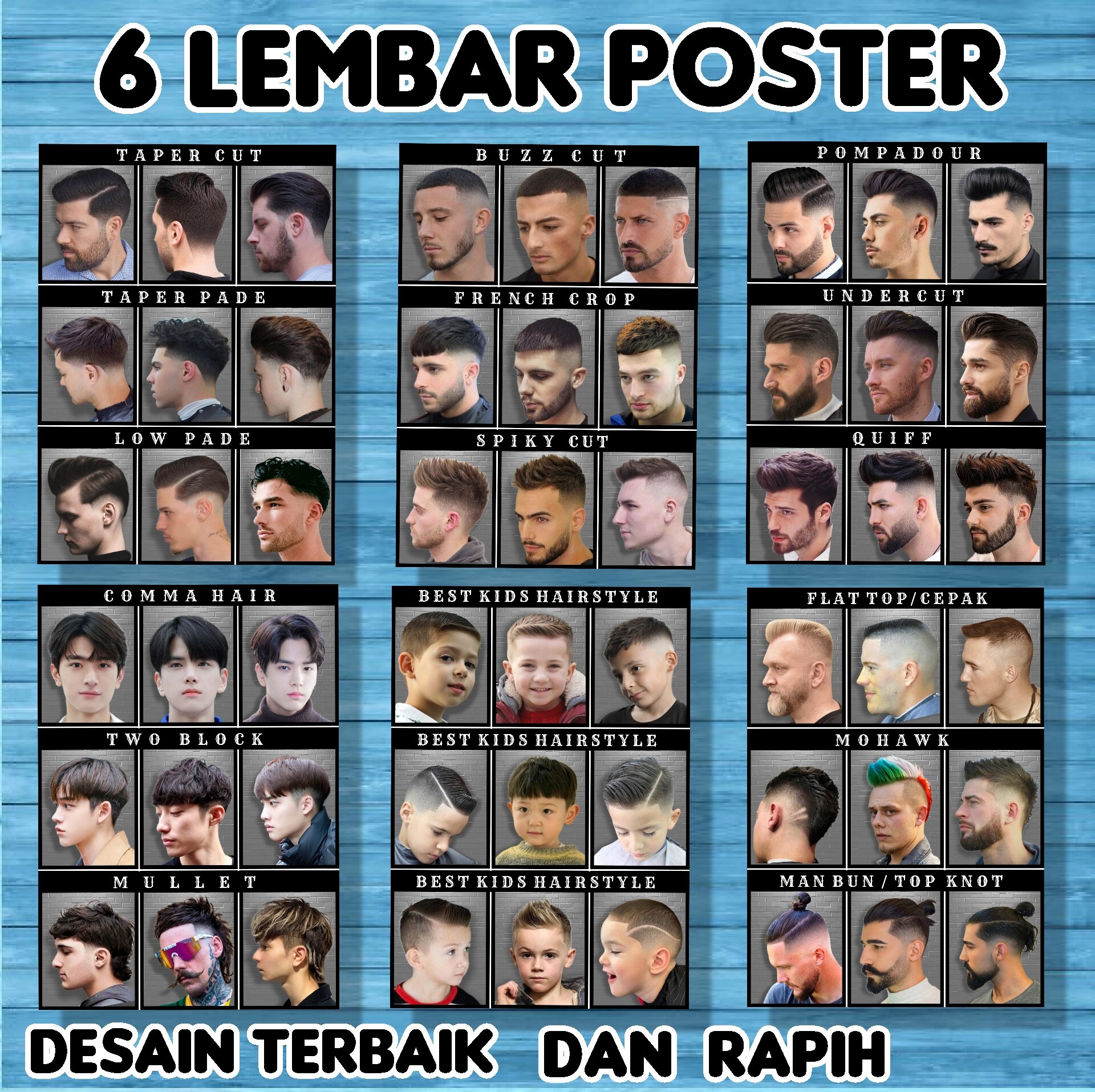 Desain rapih Poster barbersop / poster pangkas rambut / model rambut ...