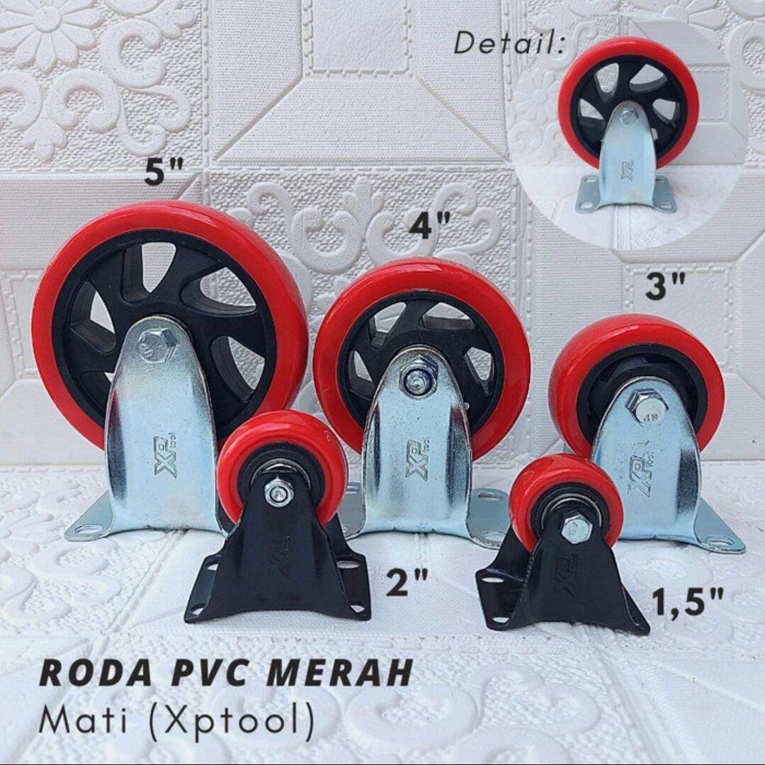 roda pvc Triples 2inch HIDUP MATI REM TROLLEY TROLI WHEEL KARET RED ...
