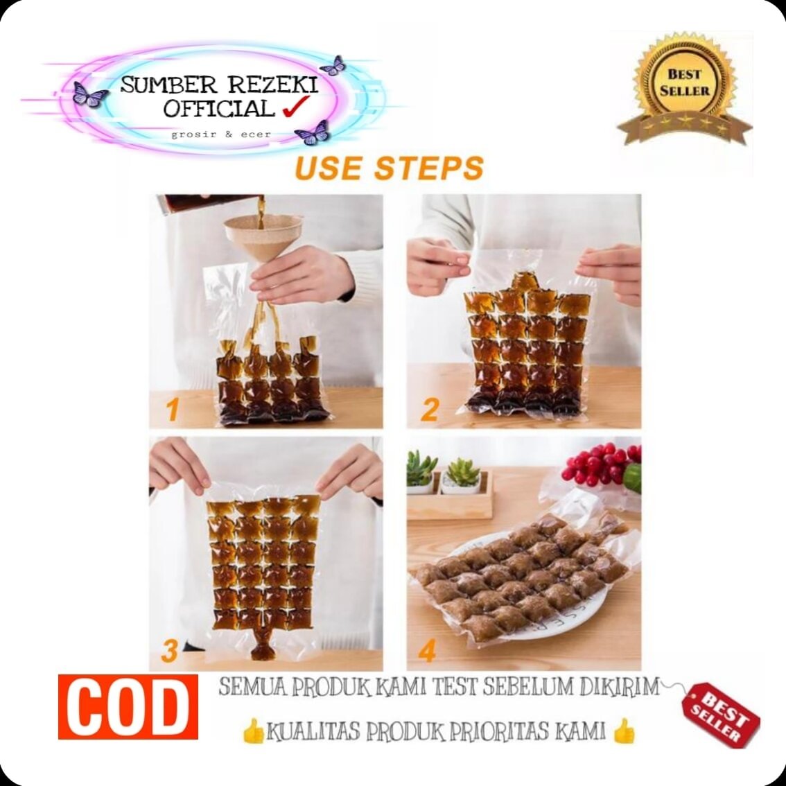 SR - Plastik kantong es beku 10 pcs kantong pembuat es batu beku cube ...