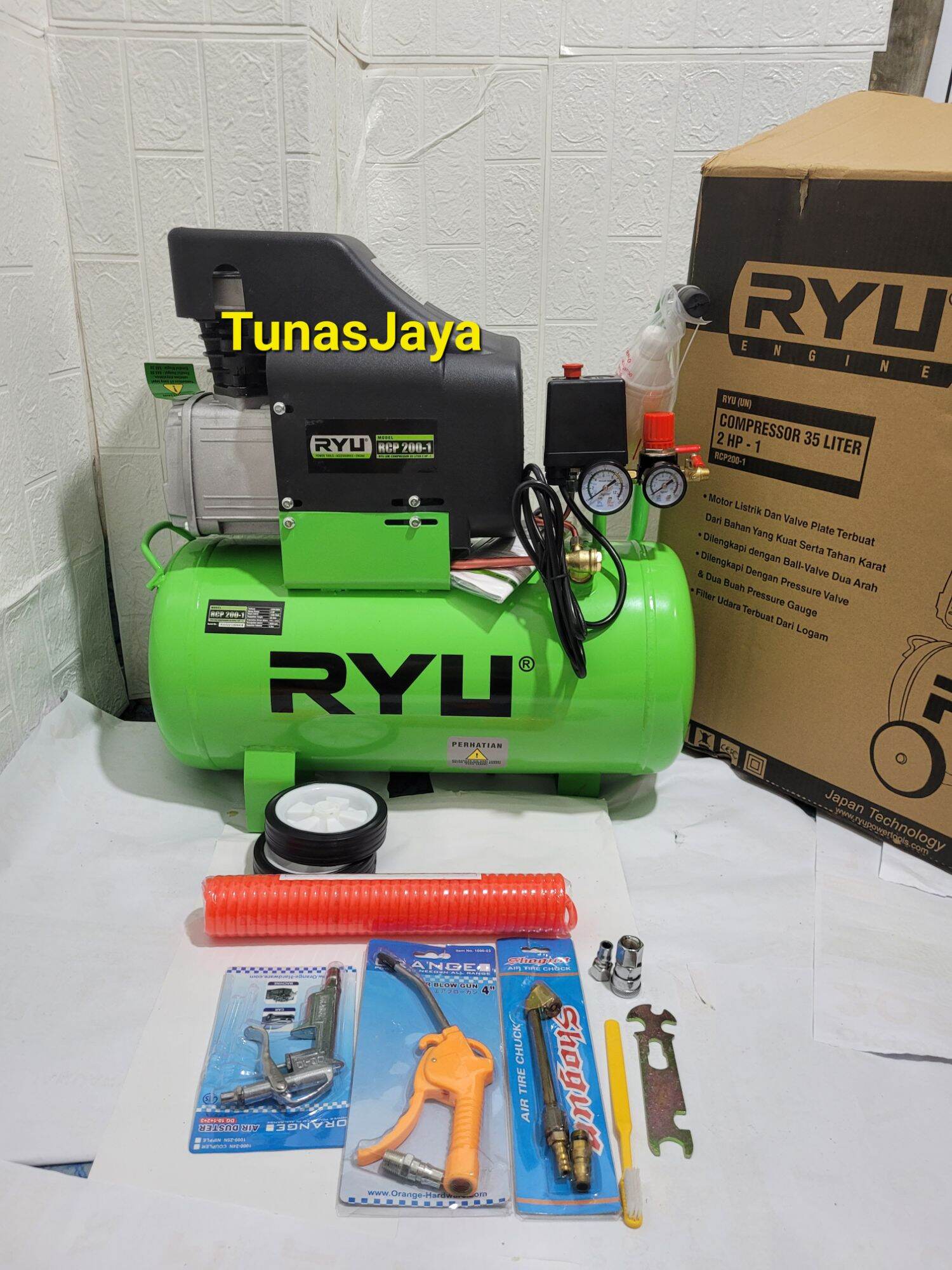 Paket Kompresor RYU 2HP RCP200-1+Selang 6M+Airduster+Pentil+Spragun F75 | Lazada Indonesia