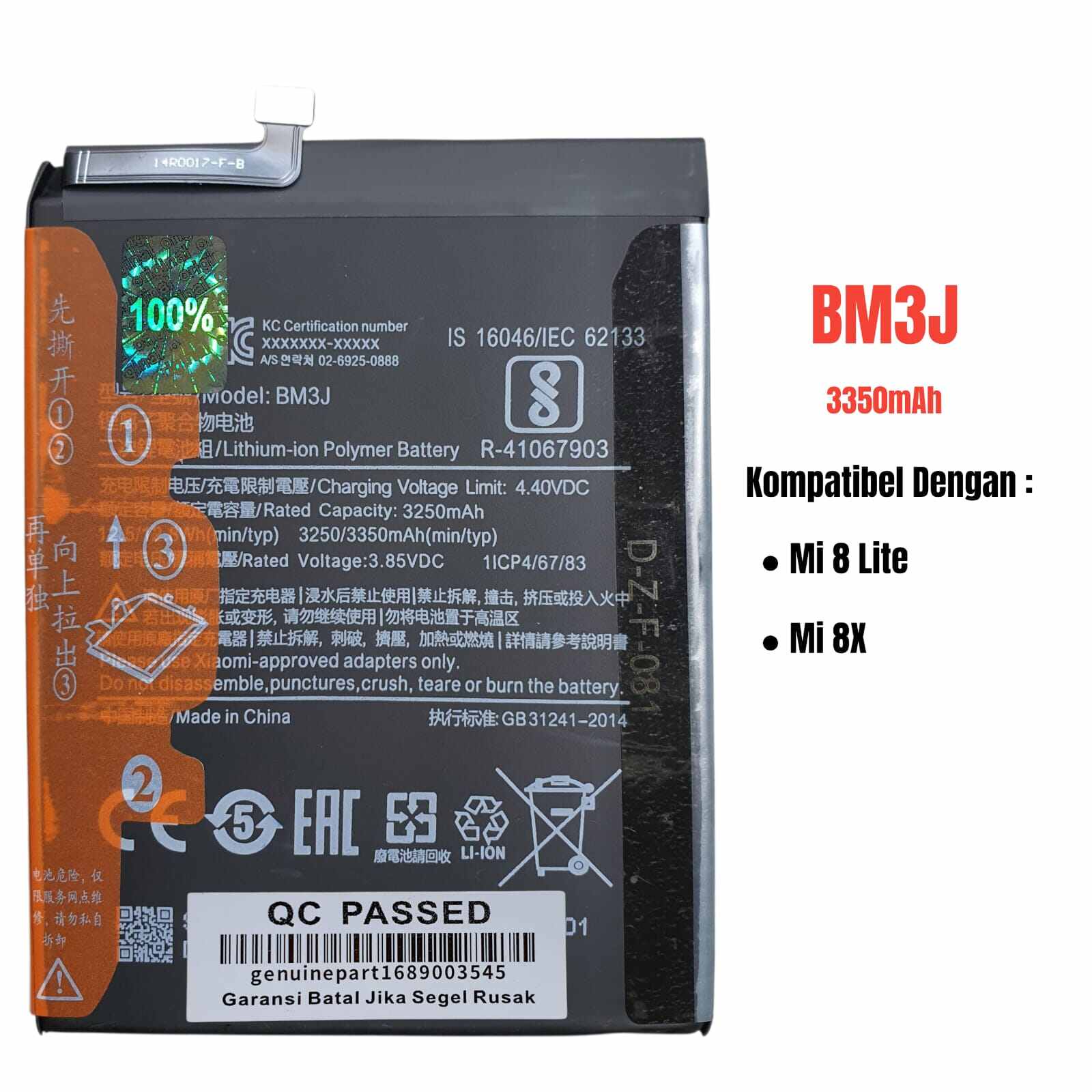 Baterai 100% New For Mi 8 Lite Mi 8X Batre BM3J Battery | Lazada Indonesia