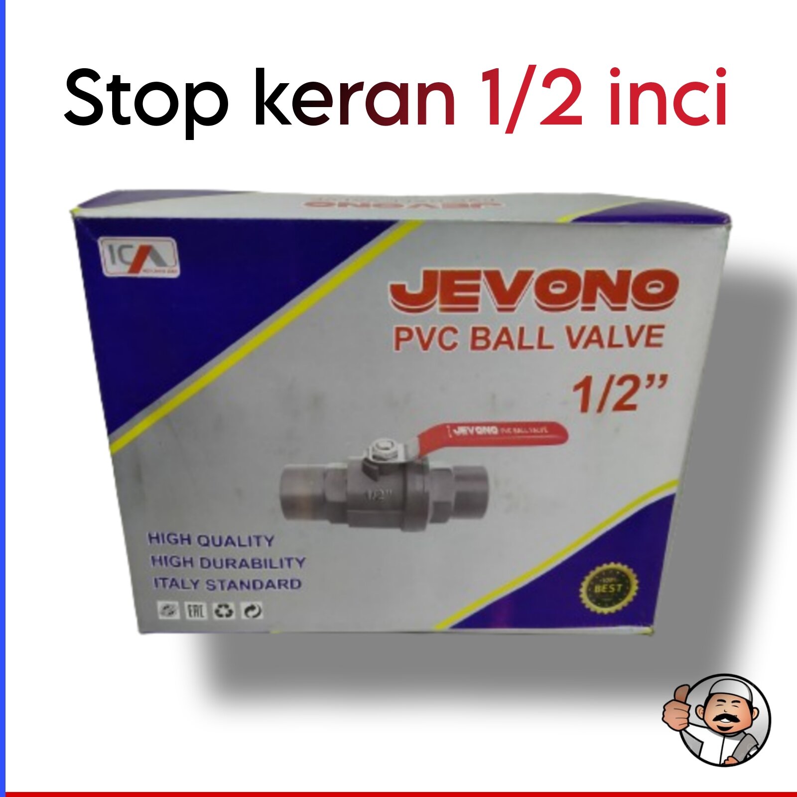 Jevono Ball valve pvc gagang besi ukuran 1/2 inci stop keran | Lazada ...