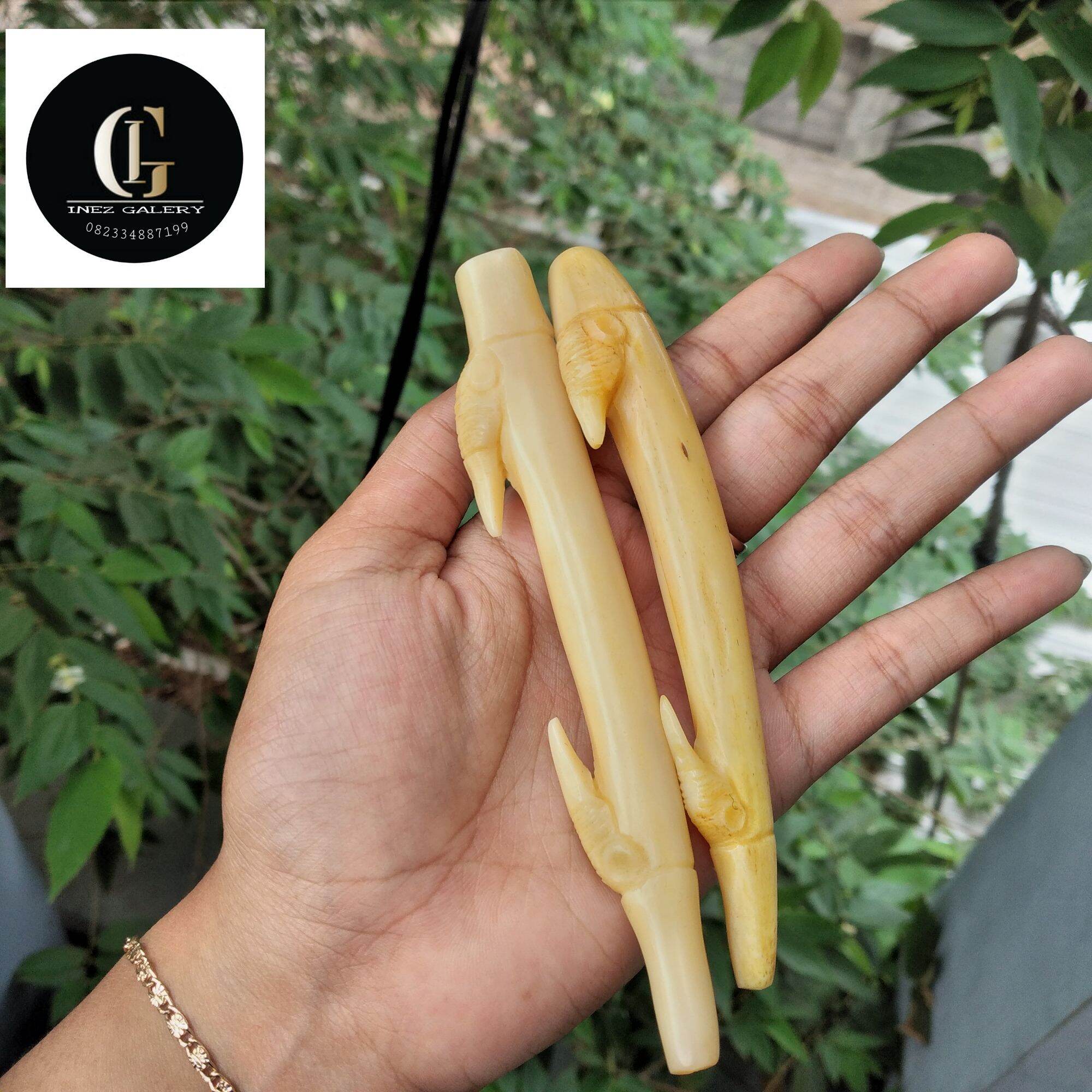 Pipa once tulang kerbau warna gading ukir bambu petuk M346 | Lazada ...