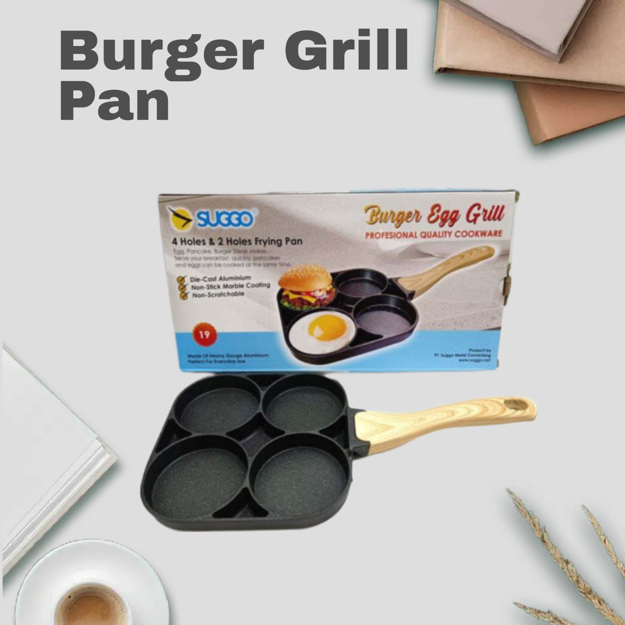 Wajan Masak Telur / Wajan Masak Burger / Burger Grill Pan / Wajan 4 ...