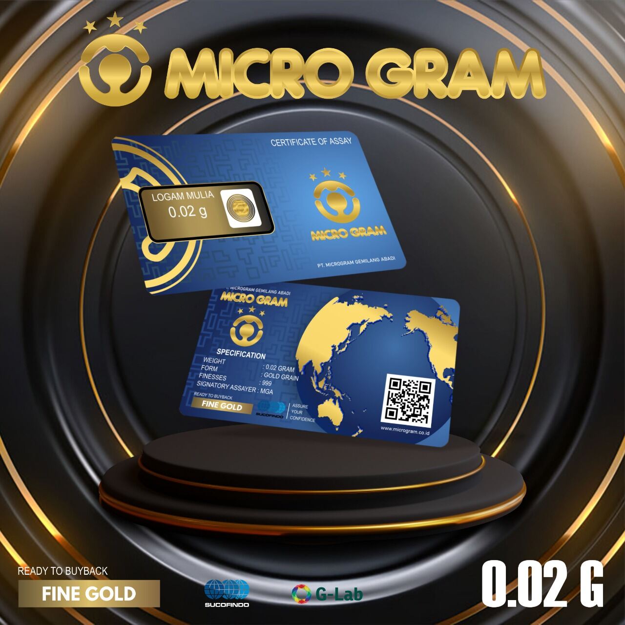 Micro Gram Logam Mulia Emas Asli 24 Karat 0.02 Gram Bersertifikat ...