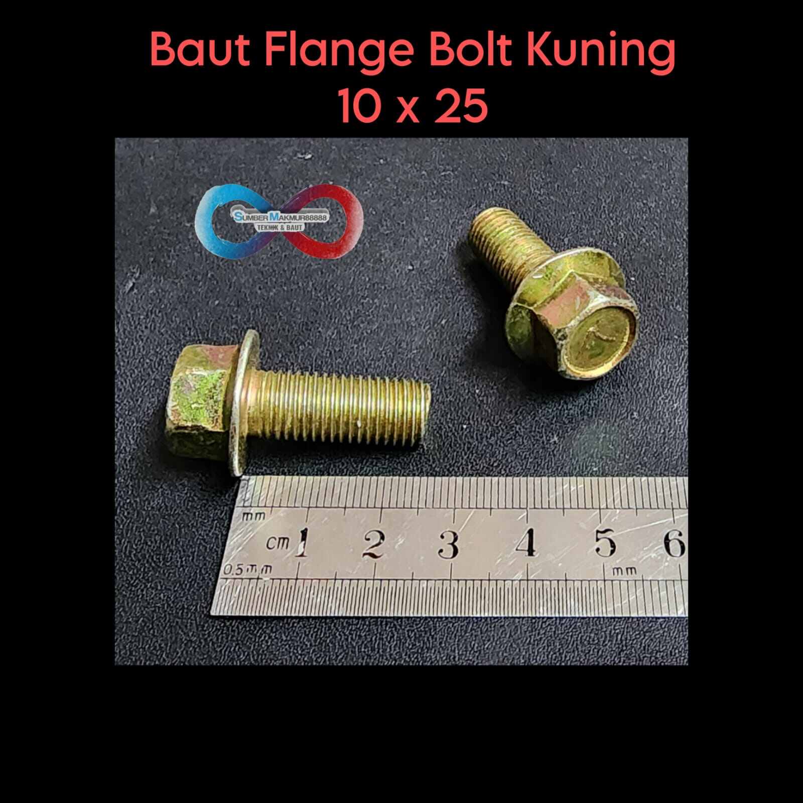 Baut Flange Kuning / baut topi 10x25 (Per 10 Pcs) | Lazada Indonesia