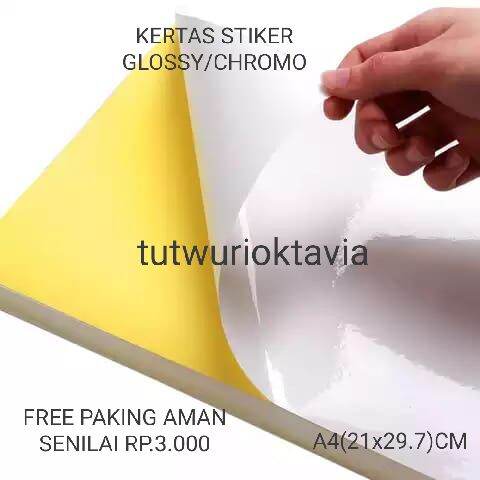 kertas stiker Chromo/glossy a4 isi 100 lembar/ kertas stiker mengkilap ...