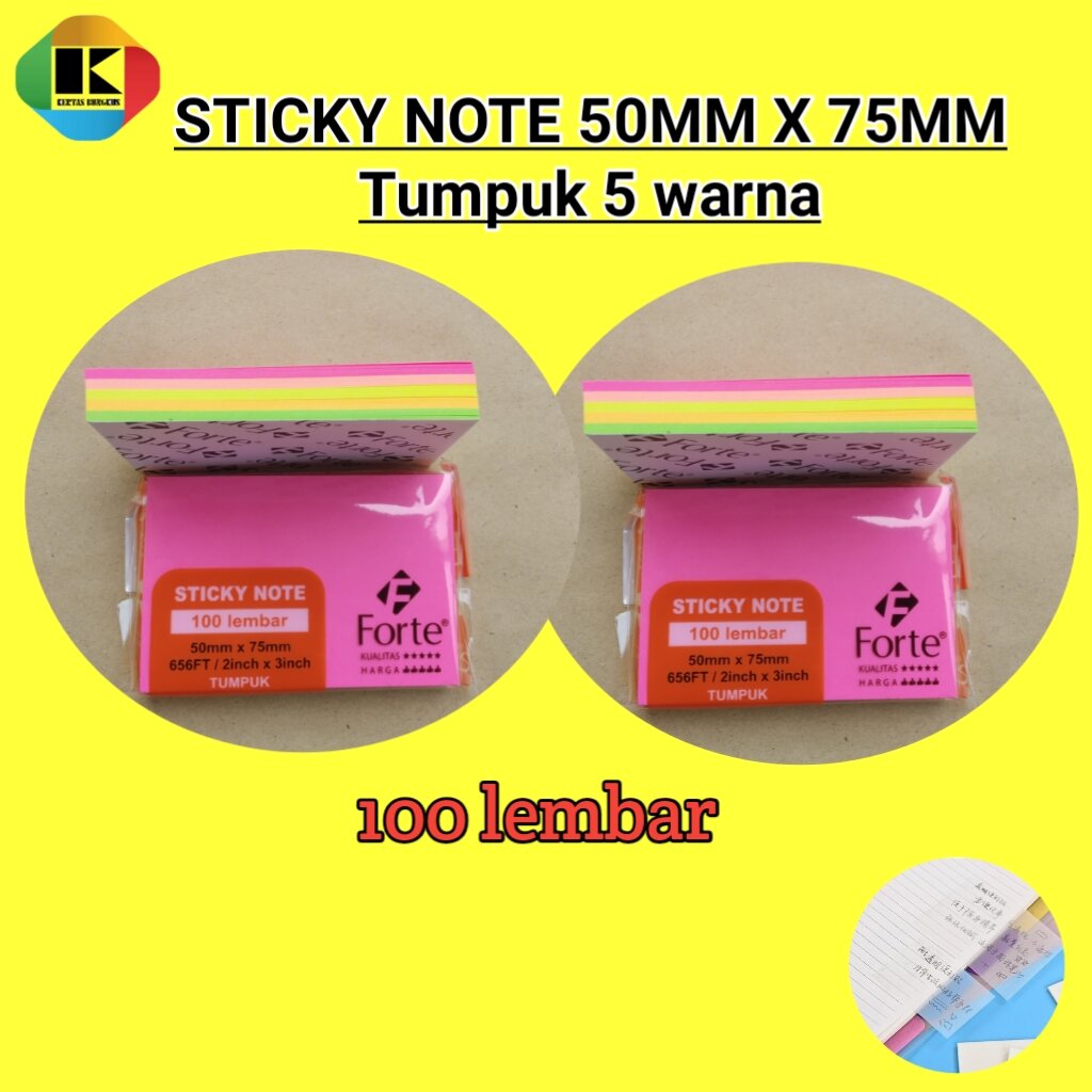 pembatas buku kertas sticky note forte penanda buku novel kertas ...