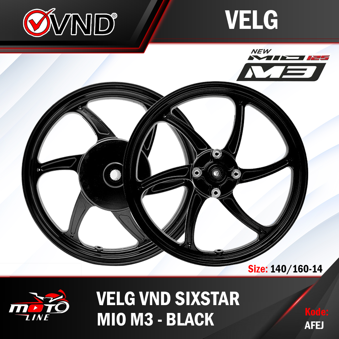 VELG VND SIX STAR MIO M3 140/160 RING 14 BLACK | Lazada Indonesia