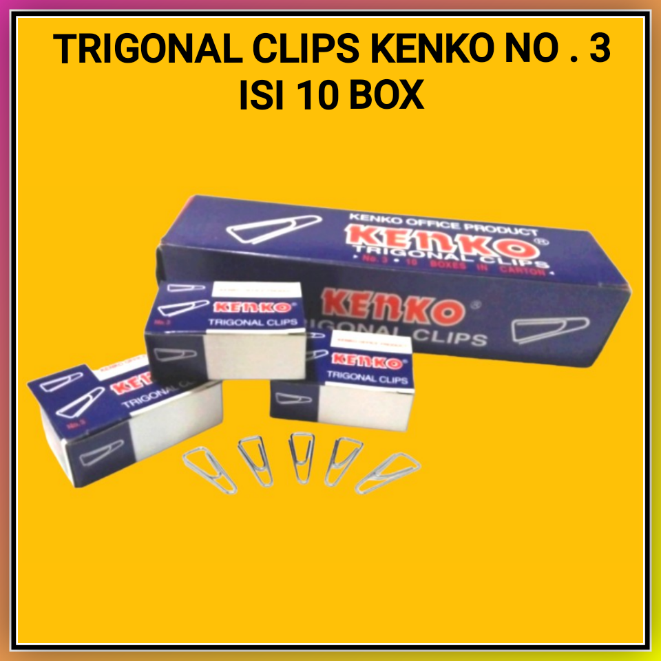 1 Pak Trigonal Klip / Paper Clip / Penjepit Kertas No.3 Kenko Isi 10 Box | Lazada Indonesia