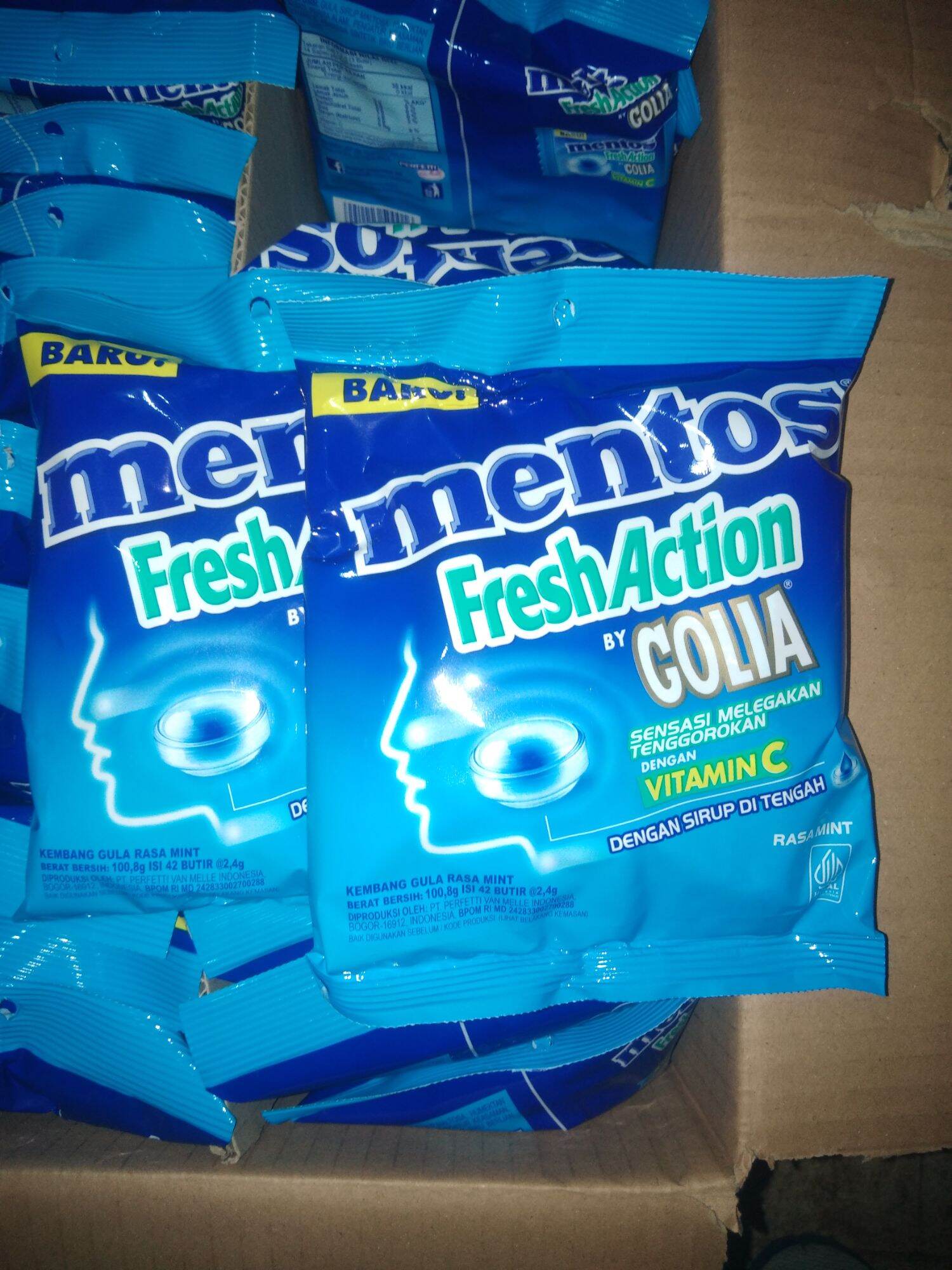 permen Golia mentos fresh action rasa MINT dan LEMON MADU dengan ...