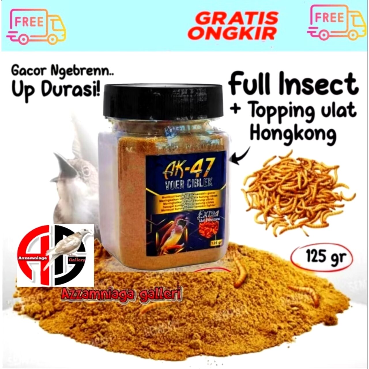 VOER AK 47 VOER CIBLEK JUARA EXTRA ULAT HONGKONG 125 GR VOER PRENJAK ...