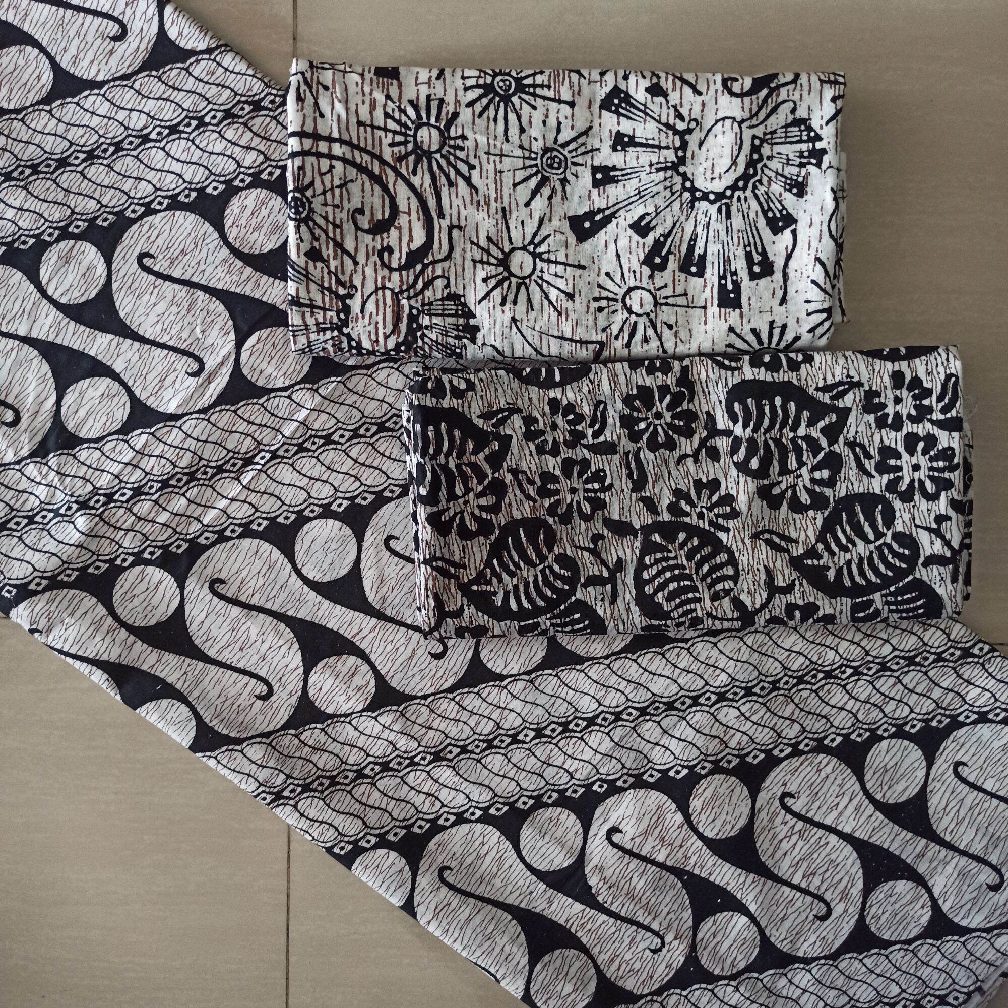 hmt kain batik printing motif remekan dasar batik putih hitam | Lazada ...