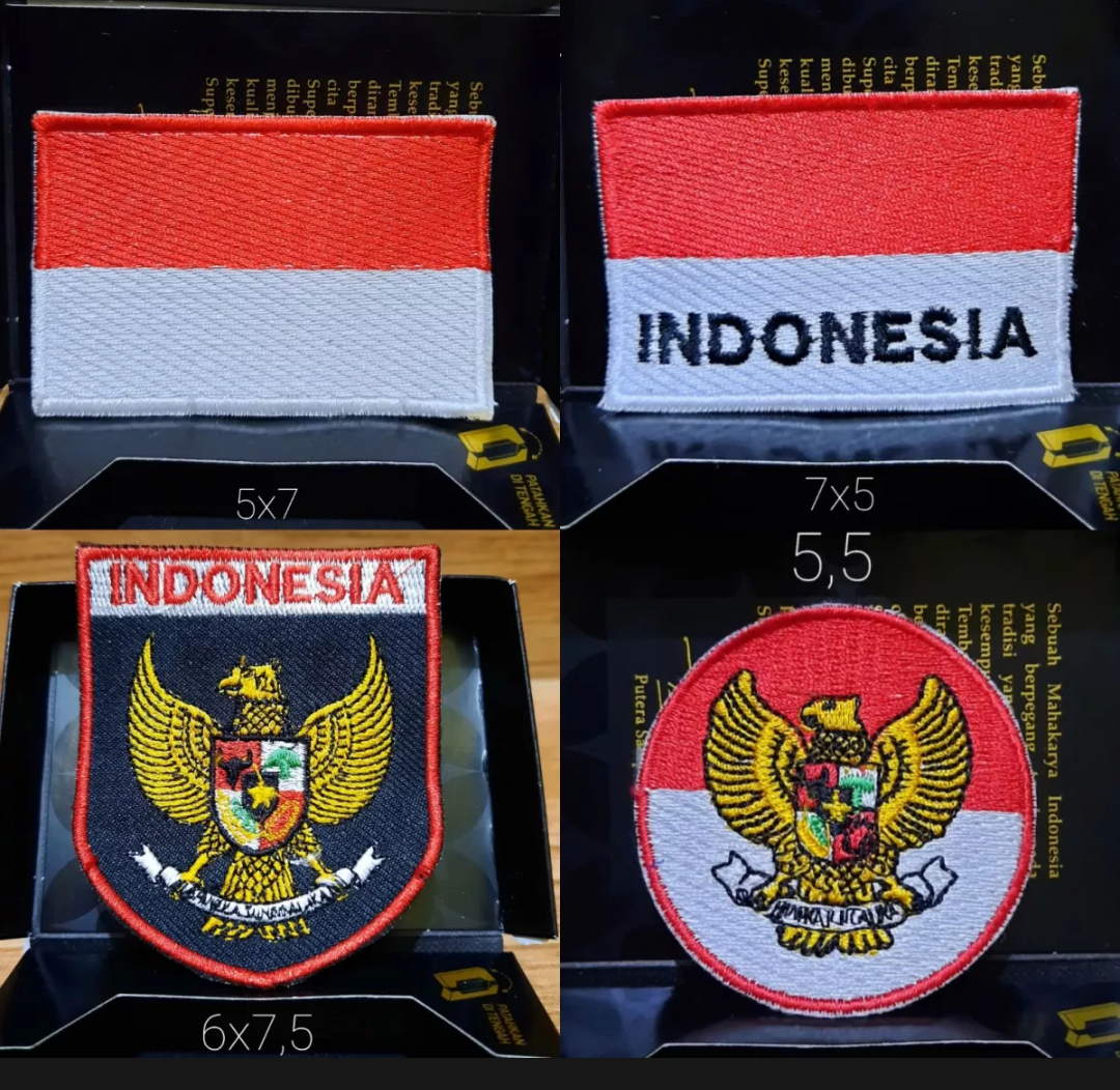 bordir logo bendera merah putih/indonsia bordir bet merah putih ...