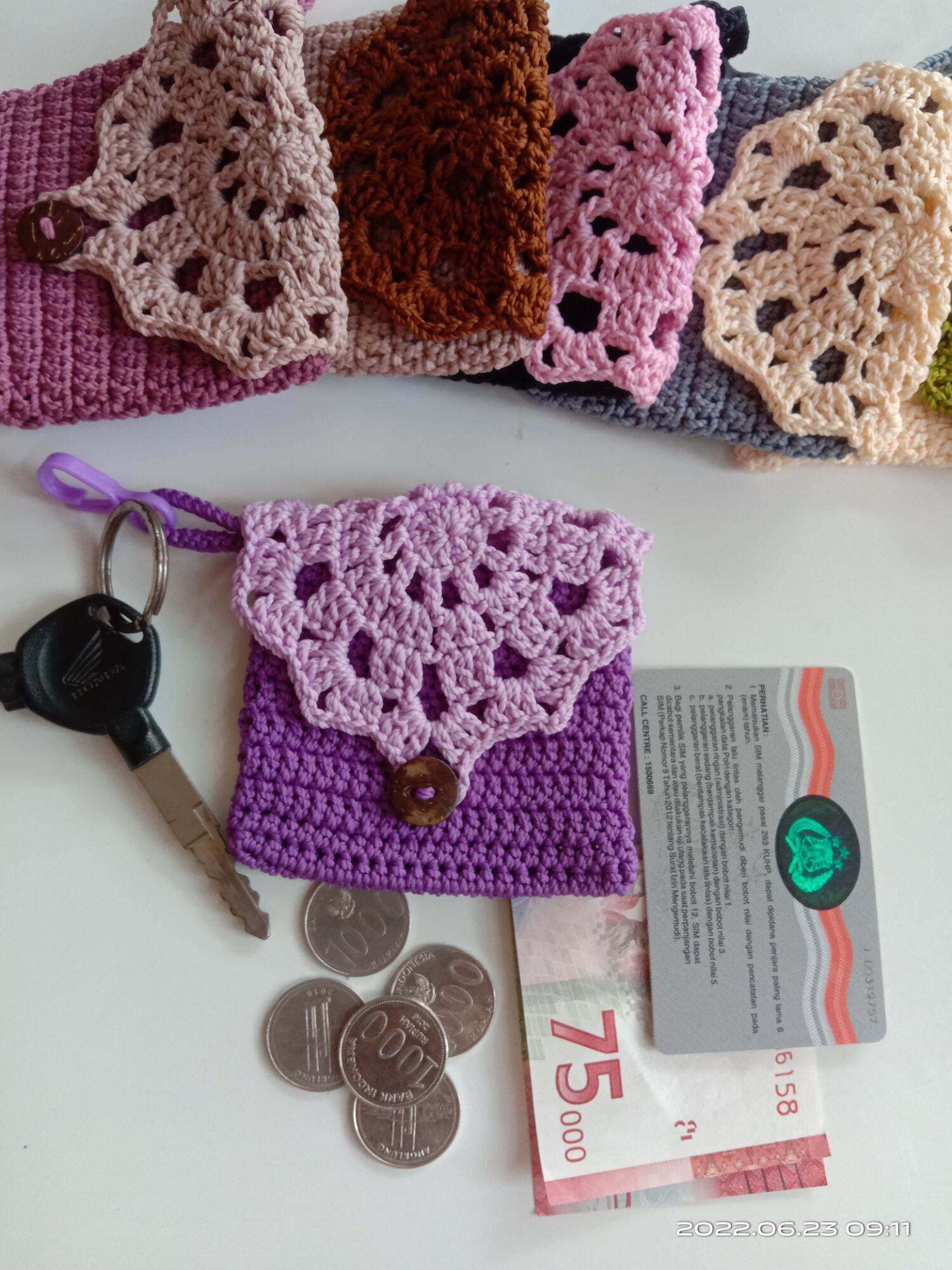 dompet coin domco dompet rajut dompet gantungan kunci dompet kartu ...