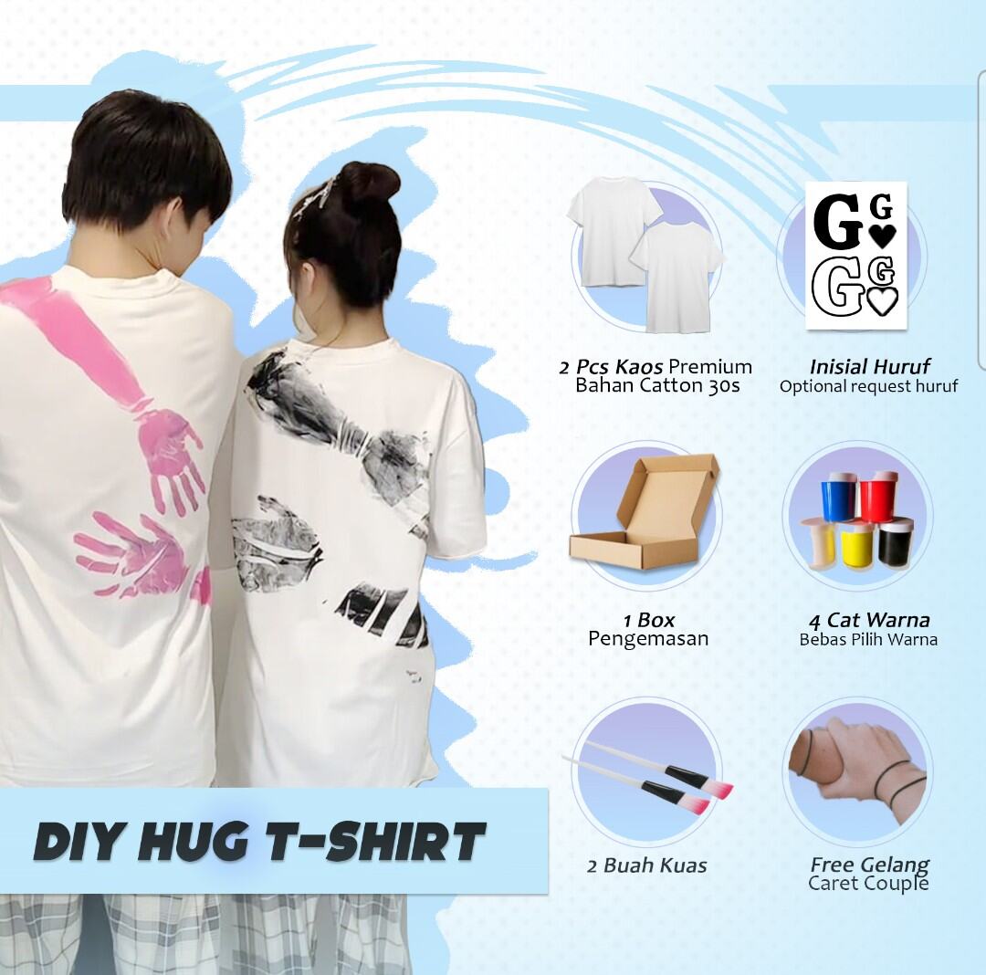 2 baju dan cat isi 4/ Diy Hug Tshirt/ baju couple/ baju persahabatan ...