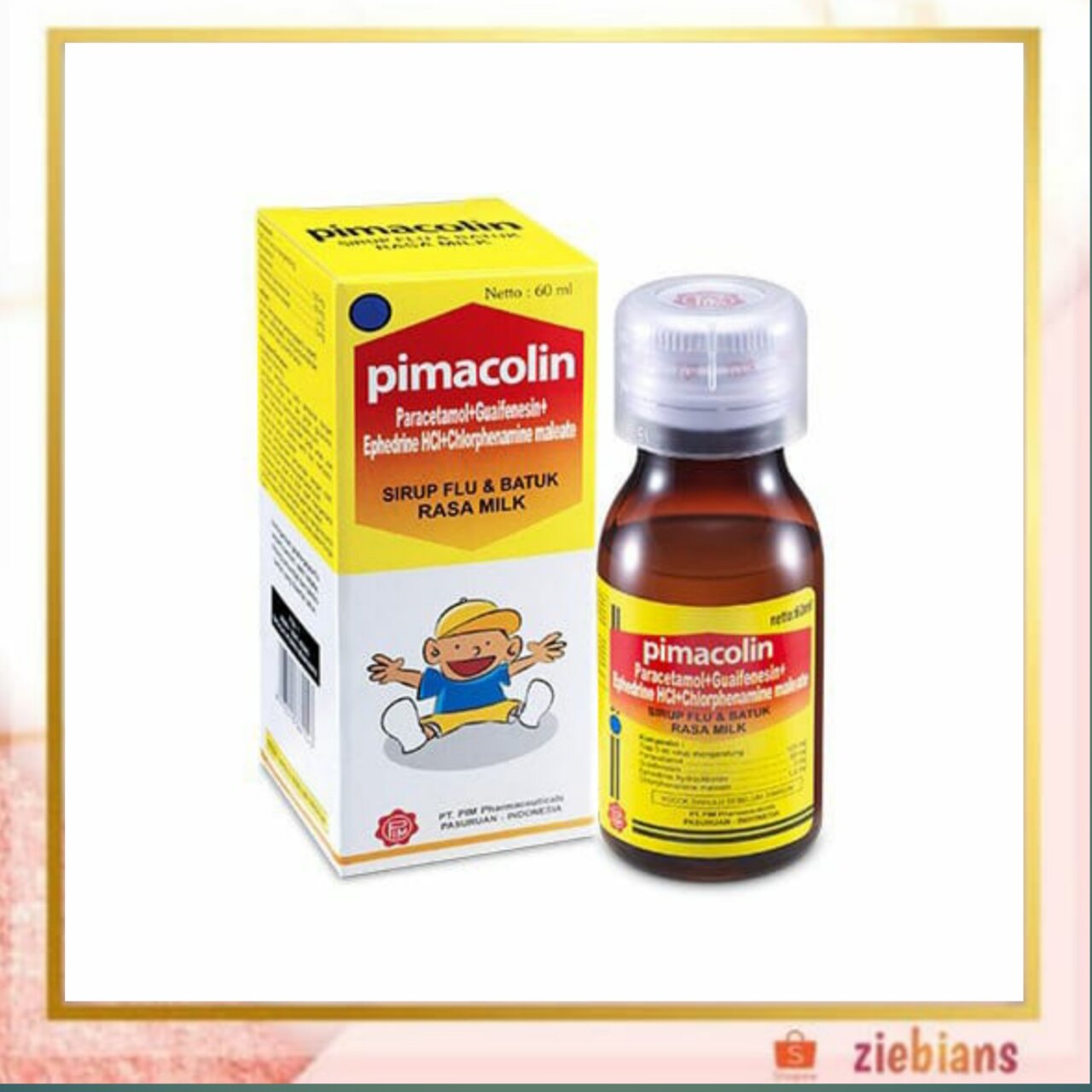 Pimacolin syrup 60ml Rasa milk Obat batuk Anak ,pilek ,demam dan flu ...