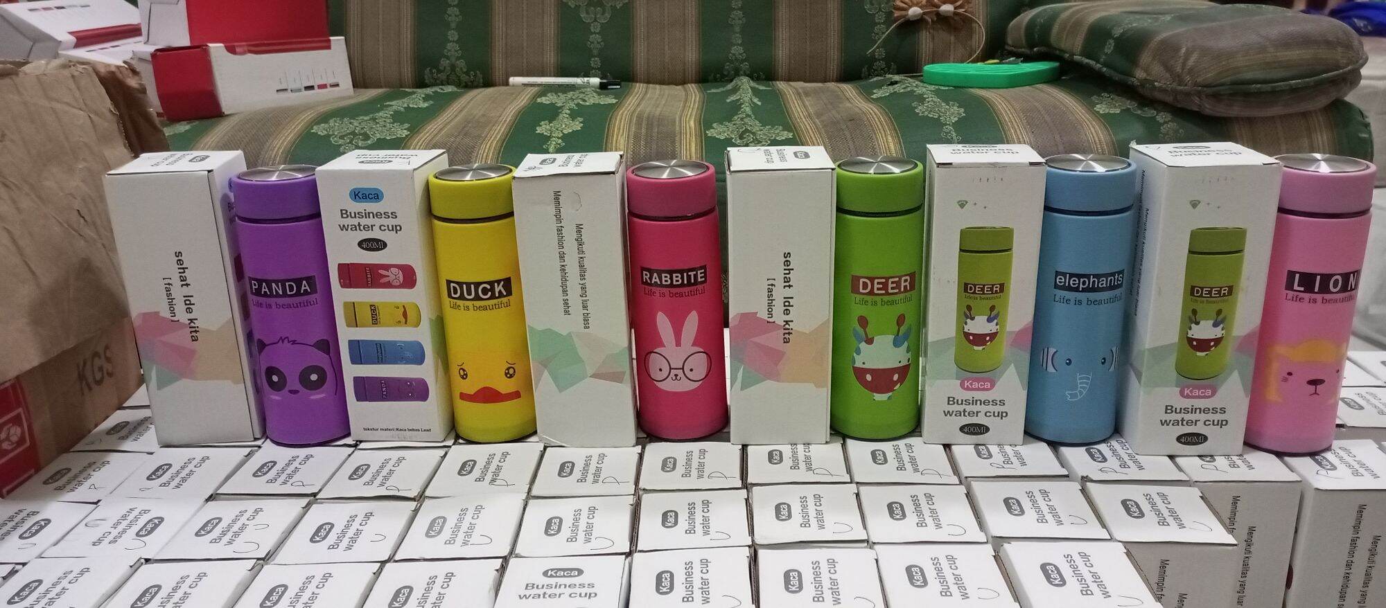 Botol Kaca Animal Sun Glass / Botol Kaca Karakter Hewan plus box ...
