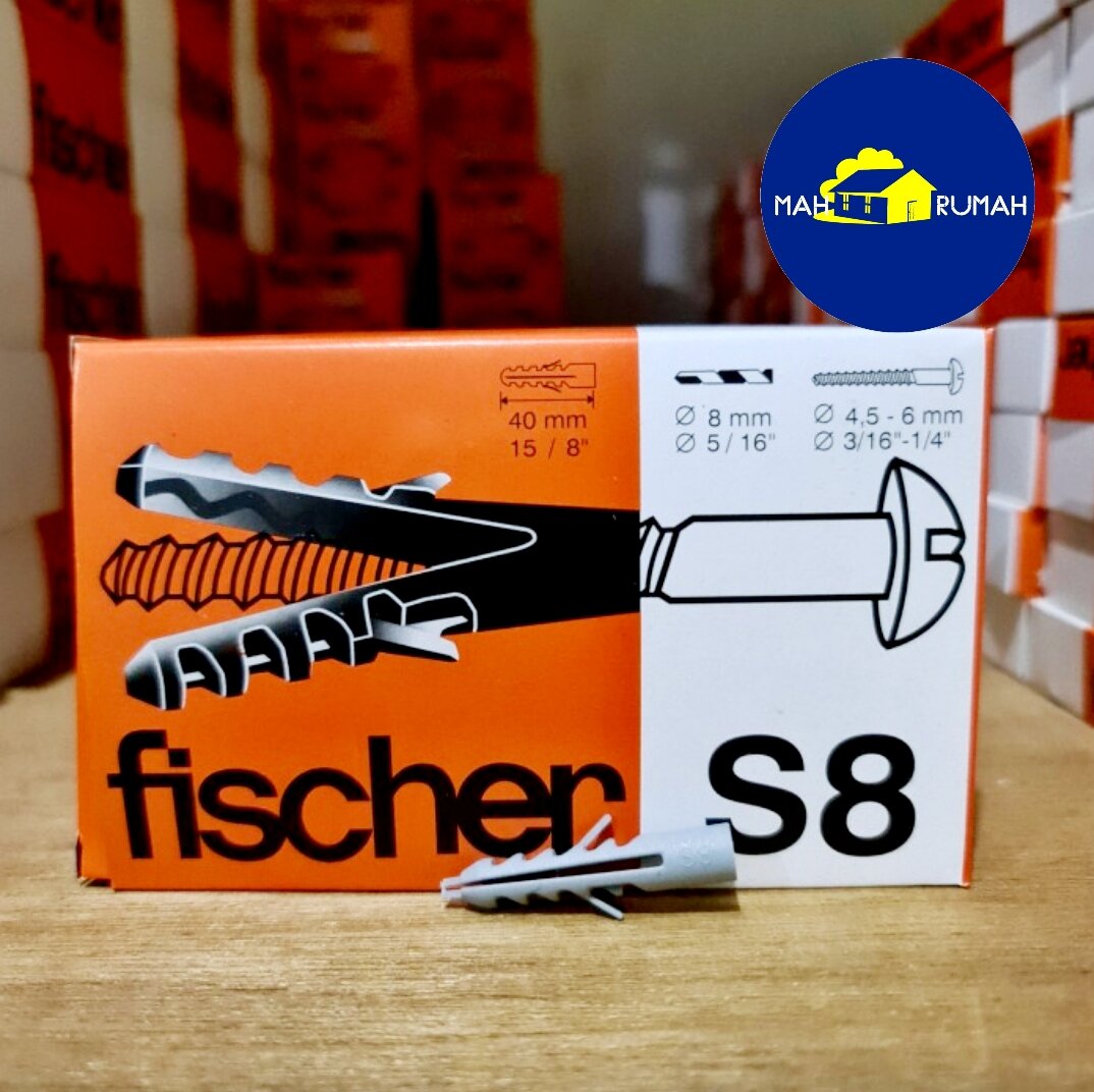 GMP - FISHER S8 8mm S 8 Fiser Viser Baut Tanam Dinding Tembok (1kotak isi +- 100biji) | Lazada ...