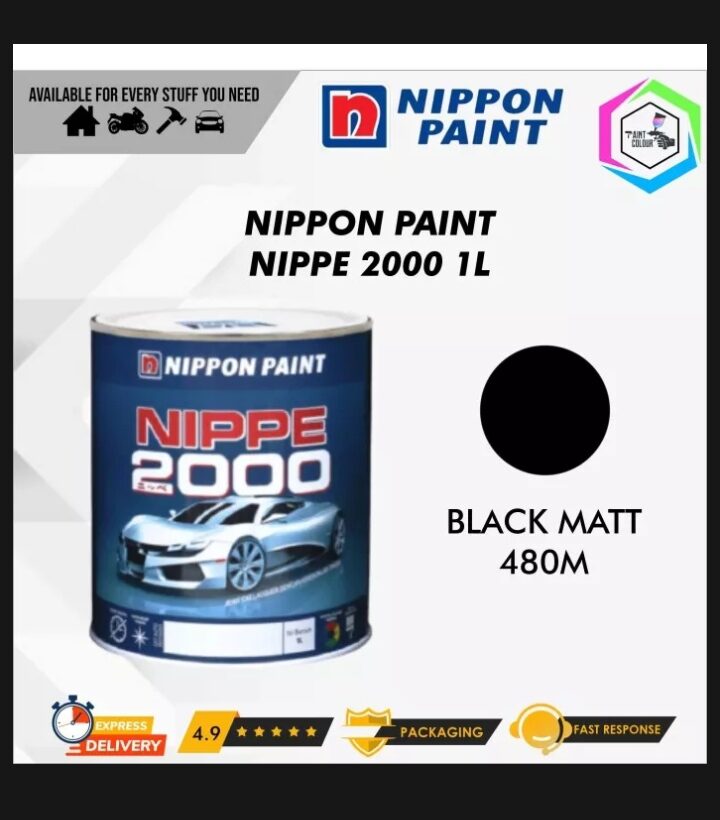 Cat Duco Nippon Paint Nippe 2000 - 480M Black Hitam Doff Dop Matte ...