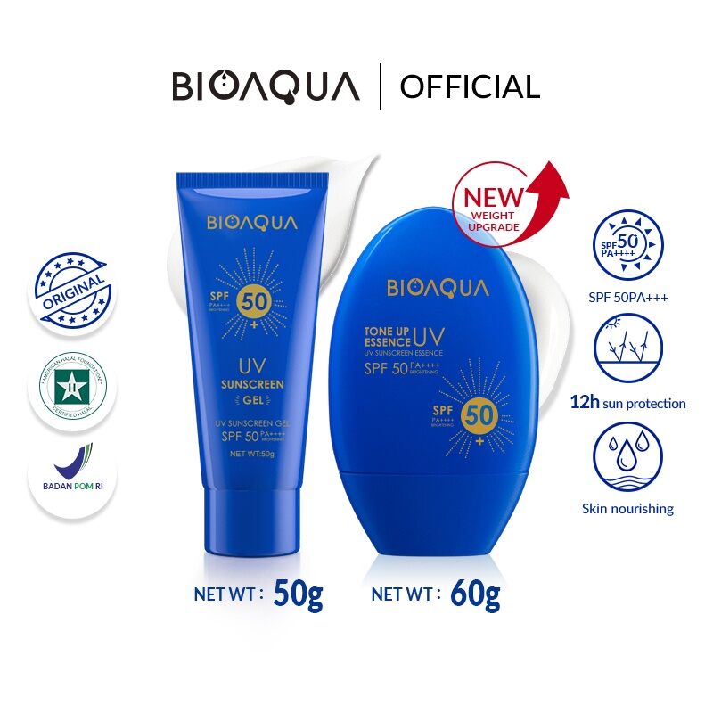 BIOAQUA Sunscreen SPF 50 PA++++ Sunscreen Gel 50g Sunblock wajah 12H ...