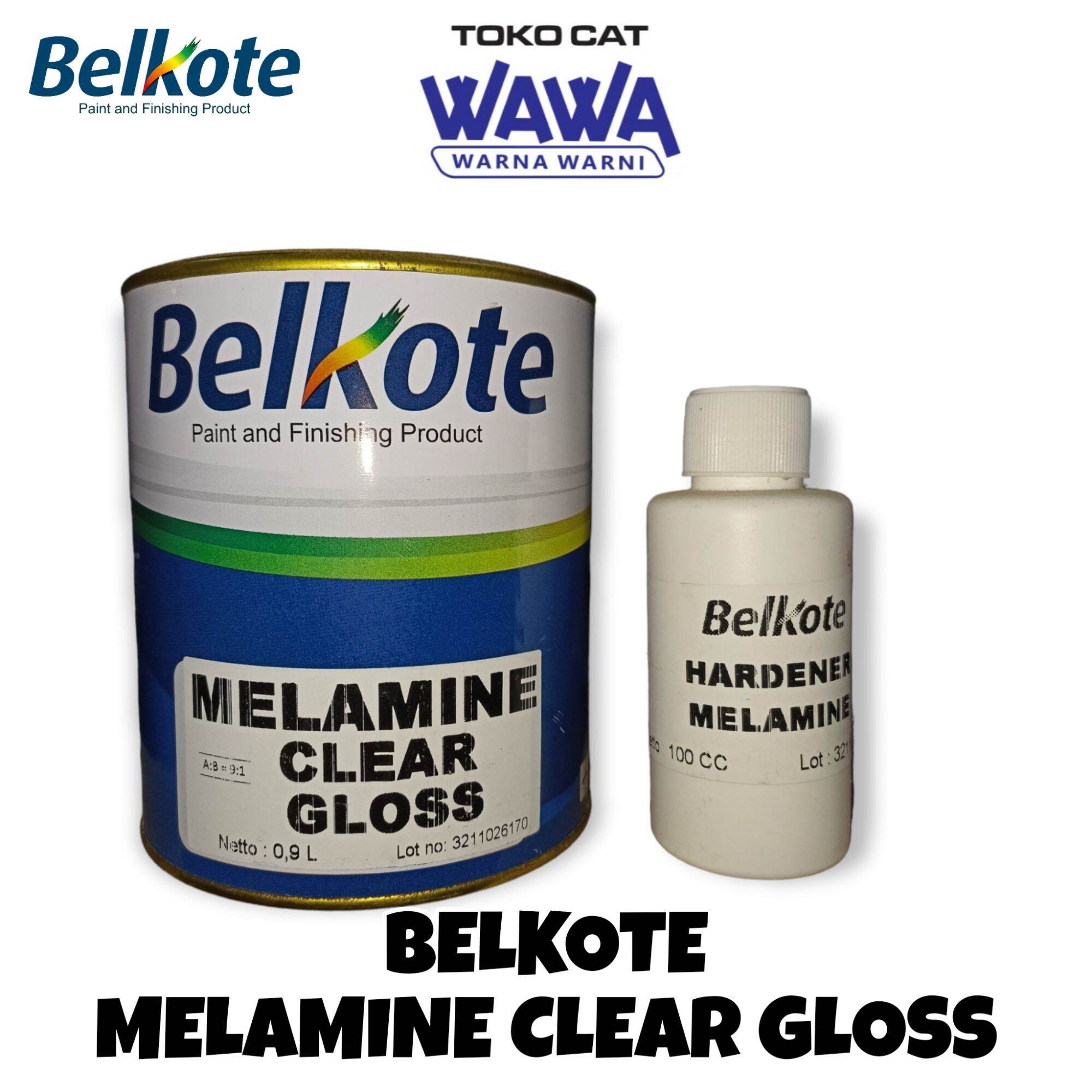 Belkote melamine clear gloss solvent based pernis cat kayu melamin 1liter/set dengan hardener ...