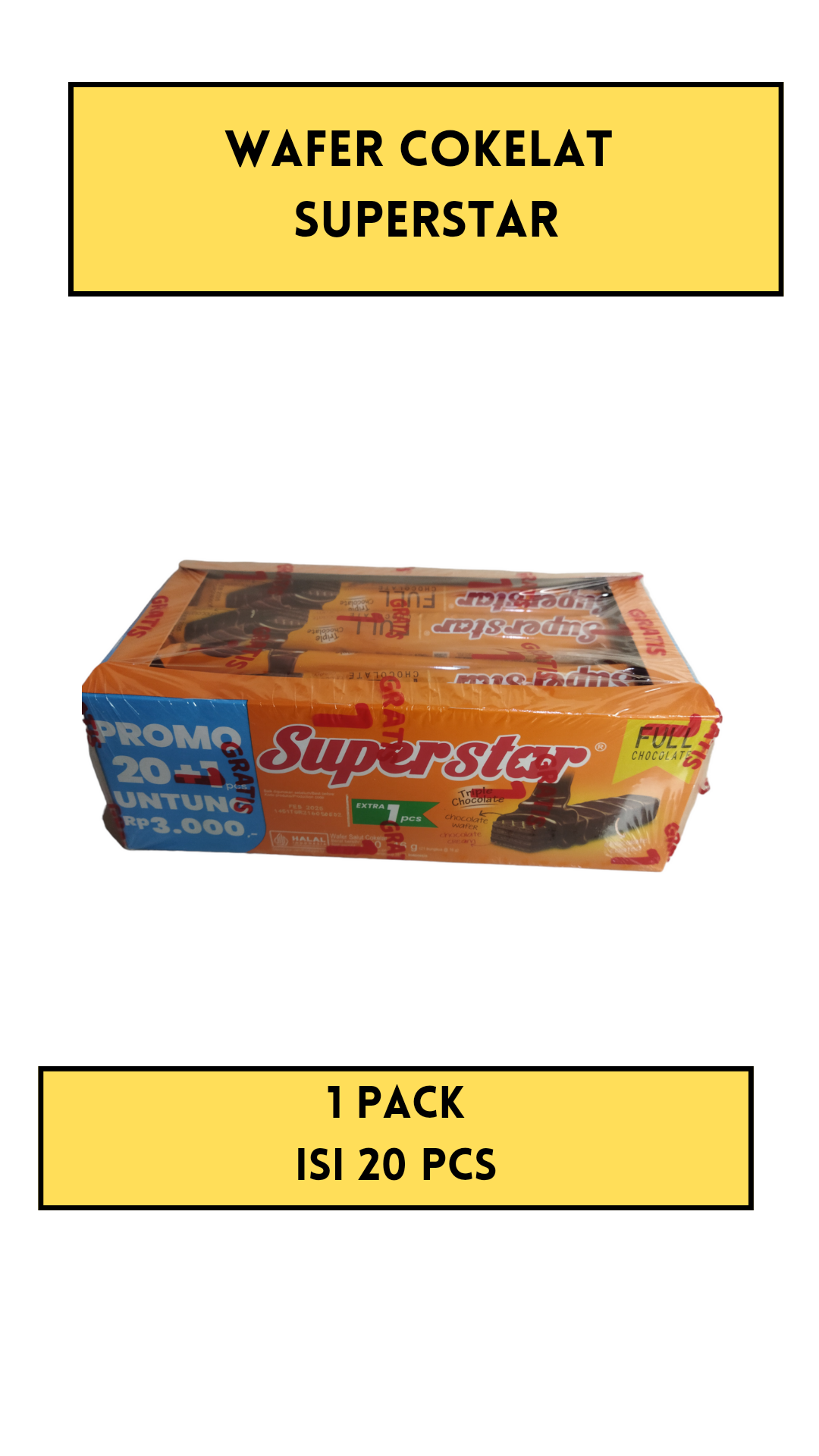 Wafer Superstar full coklat(1 pack isi 20 pcs) | Lazada Indonesia