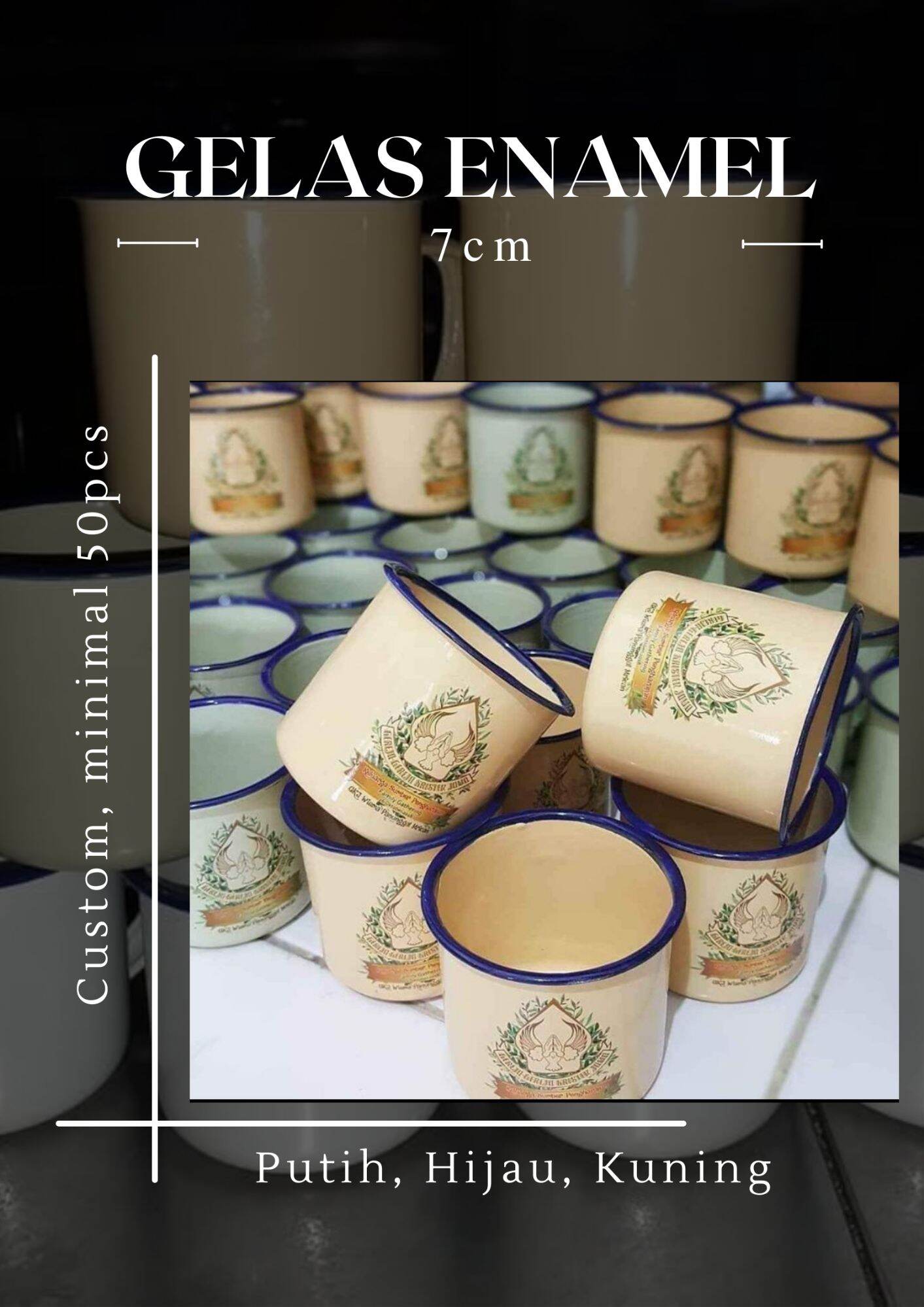 Cangkir Enamel Custom Mug Souvenir Gelas Jadul | Lazada Indonesia
