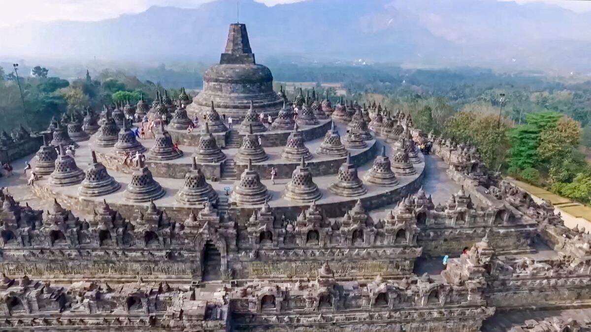Lukisan Cetak, CANDI BOROBUDUR, Ukuran JUMBO, 100×70cm/Hiasan Dinding ...