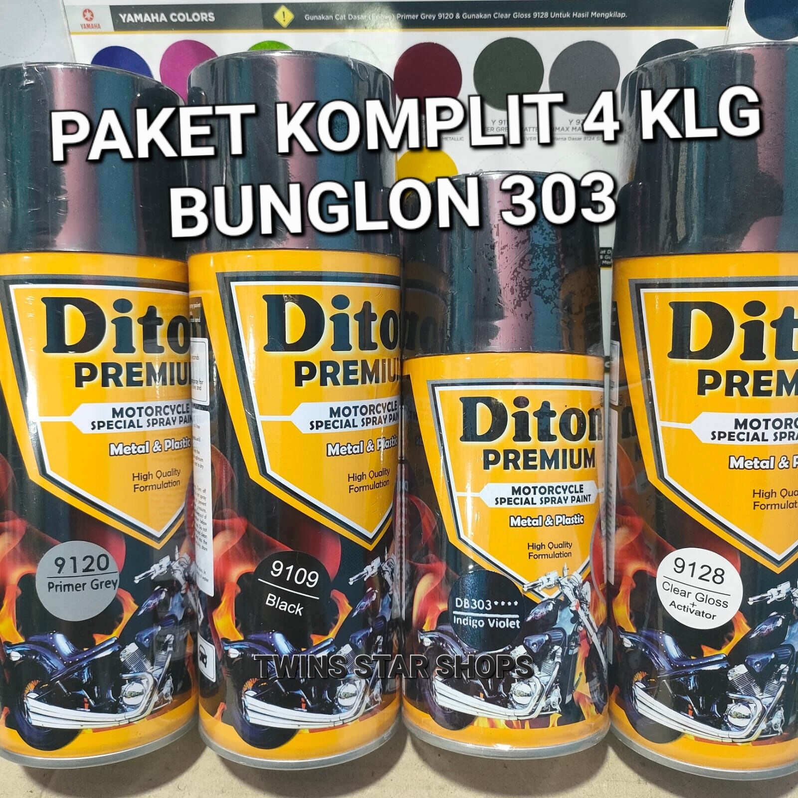 Pilok Cat Diton Premium Paket Komplit 4 Kaleng 400cc Bunglon Indigo ...