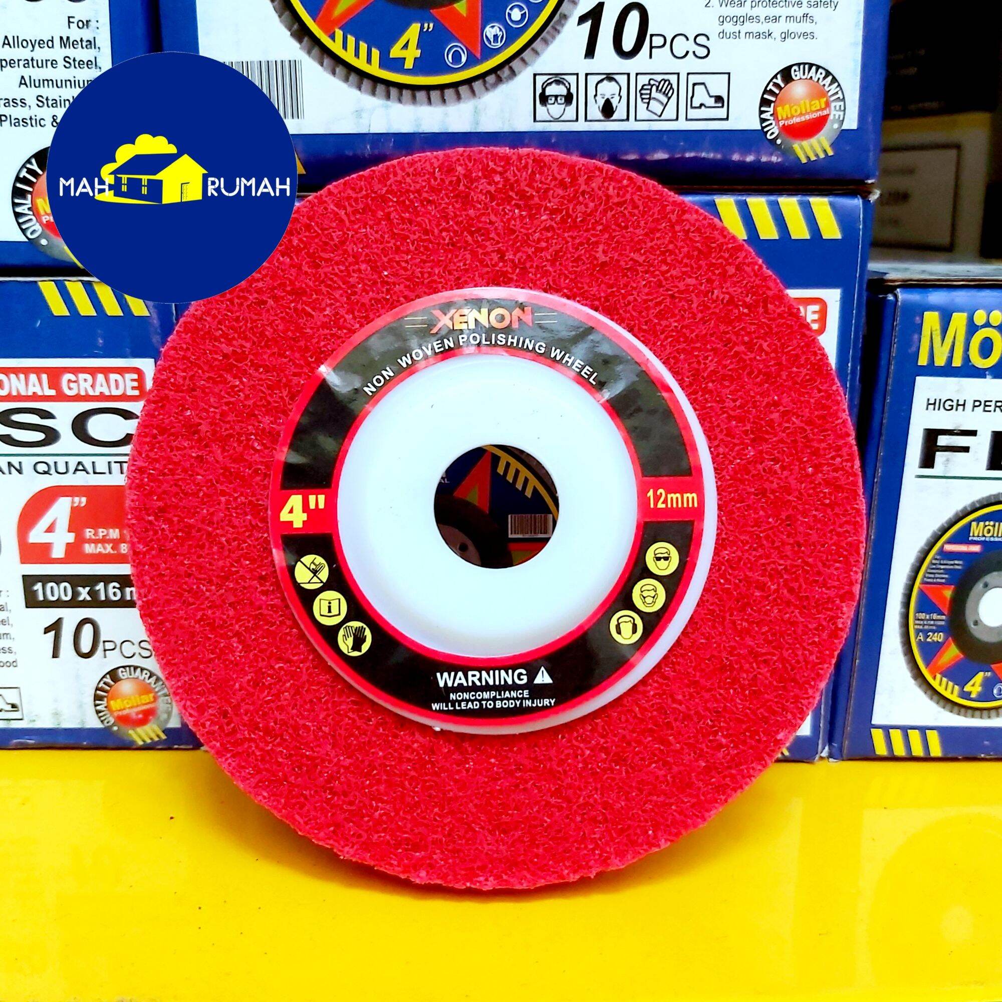 XENON - Non Woven Wheel Disc 4" 4inch Mata Gerinda Poles Polish Besi ...