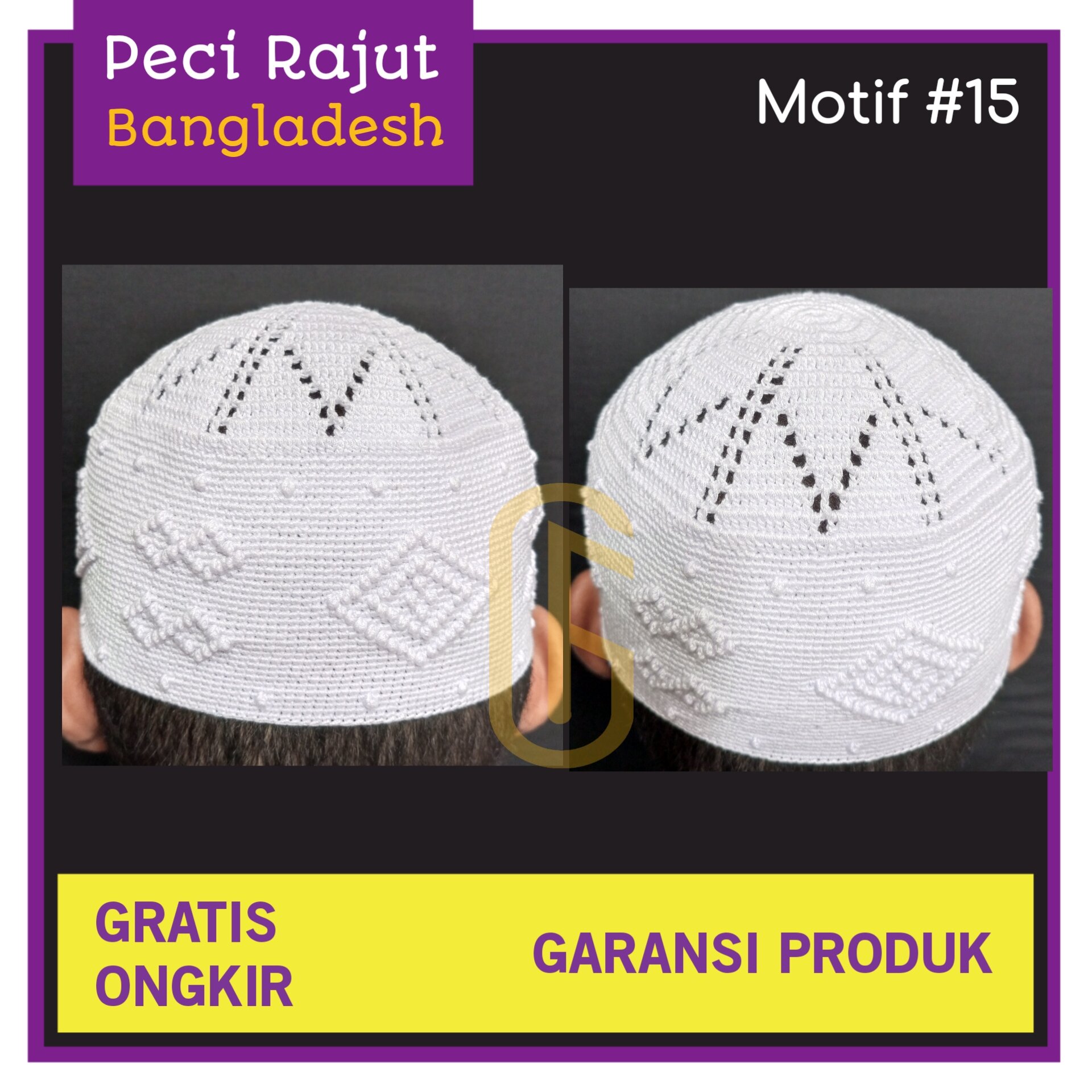 Peci Rajut Bangladesh Motif 15 Peci Madinah Peci Haji | Lazada Indonesia