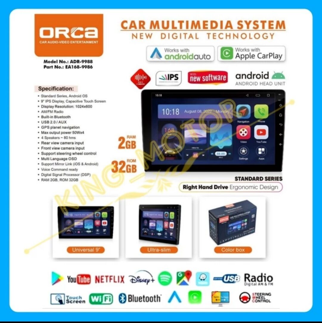 ORCA HEAD UNIT ANDROID 9 INCH 2/32 GBCAR PLAY ANDROID AUTO | Lazada ...