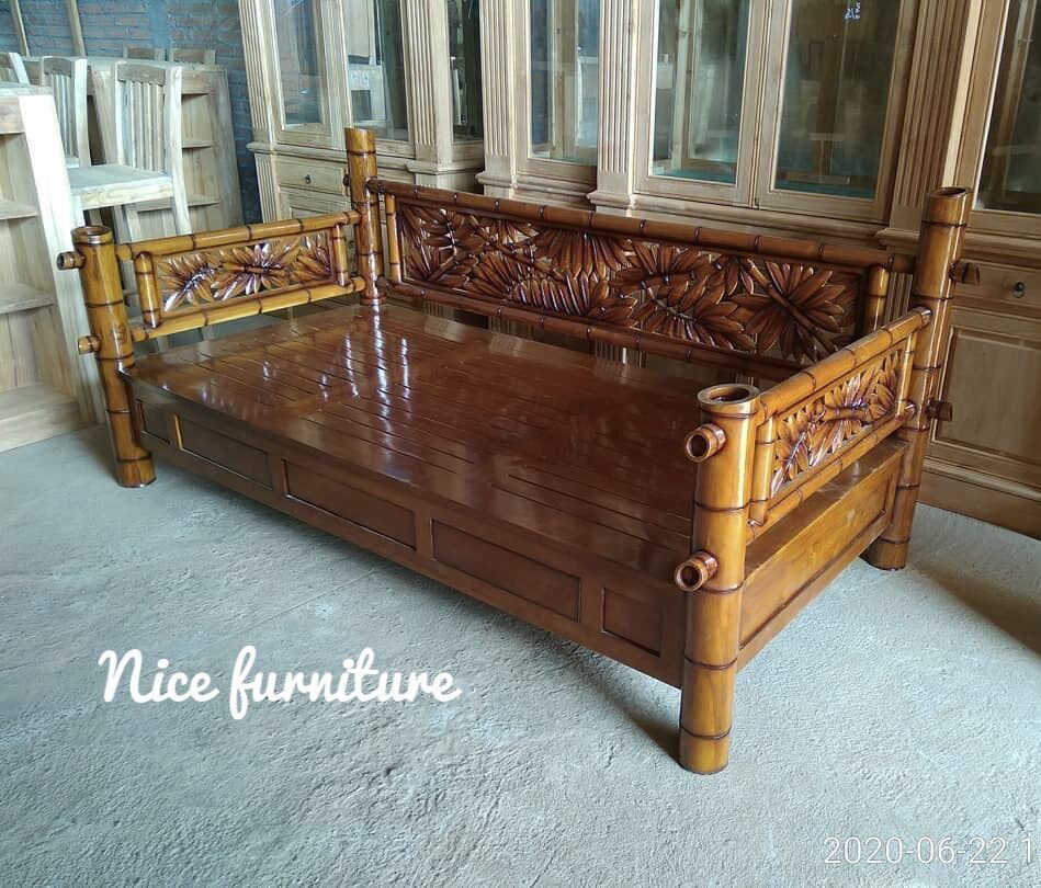 Kursi Sofa Bangku Jati / Bale Bale Model Ukir Bambu / Sofa Jati / Kursi ...