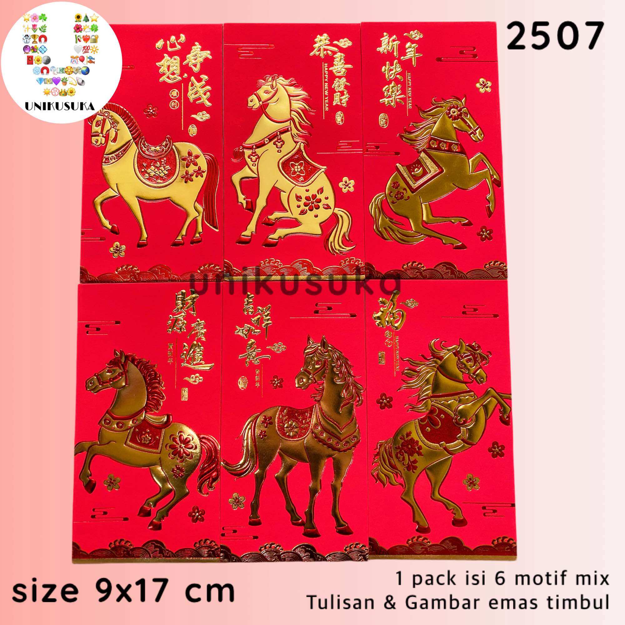 [UNIKUSUKA] ANGPAO PANJANG 3D EMAS TIMBUL ANGPAO KUDA 2026 / ANG PAO ...
