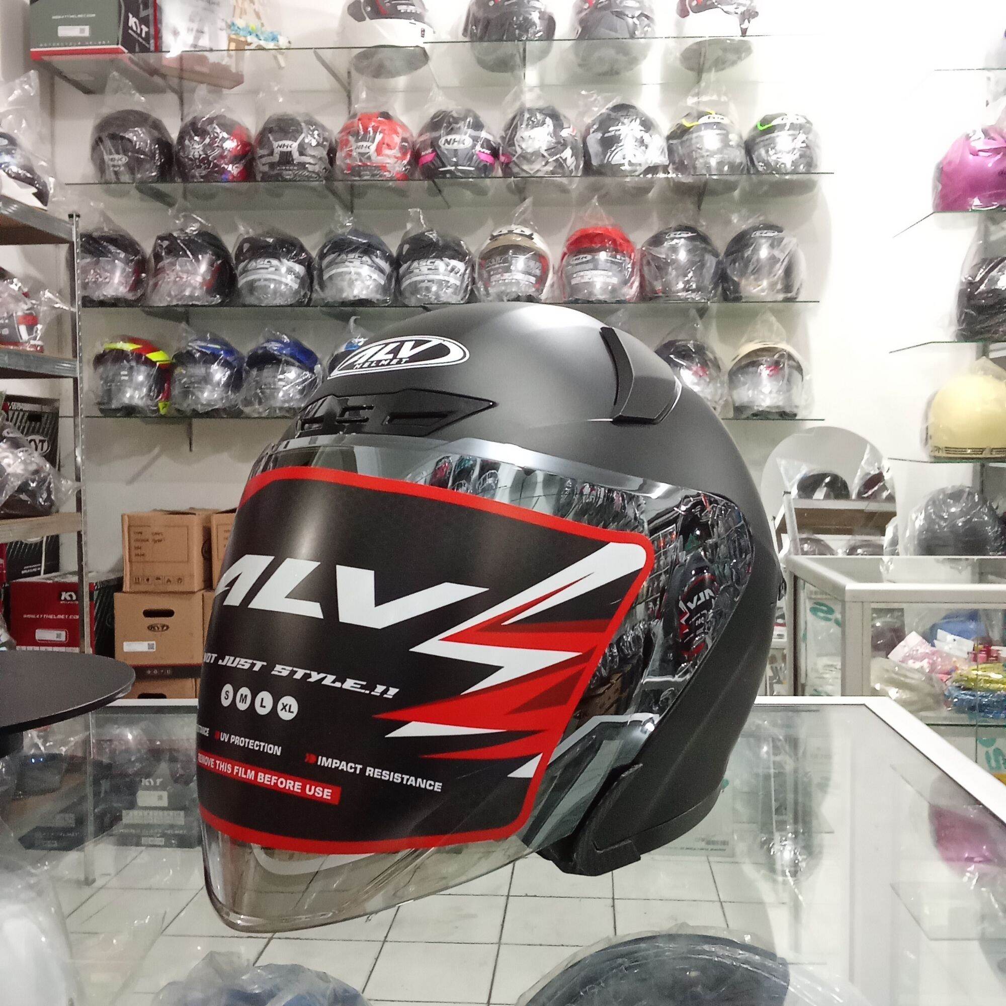 HELM ALV GENOS BLACK DOFF BLUETOOTH ORIGINAL | Lazada Indonesia