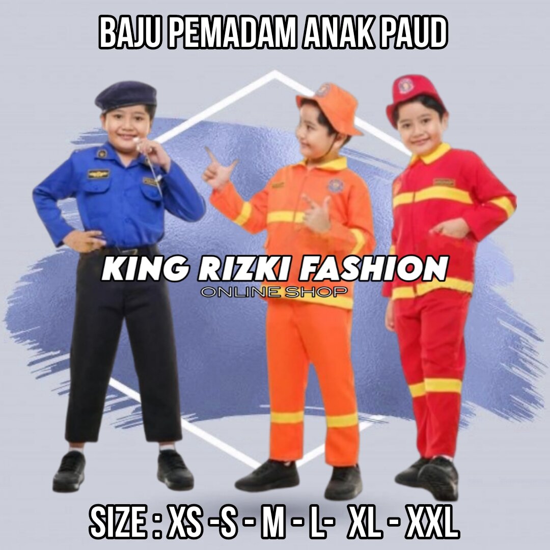 GROSIR BAJU SERAGAM DAMKAR ANAK PROFESI ANAK P0LISI LORENG PEMADAM ...