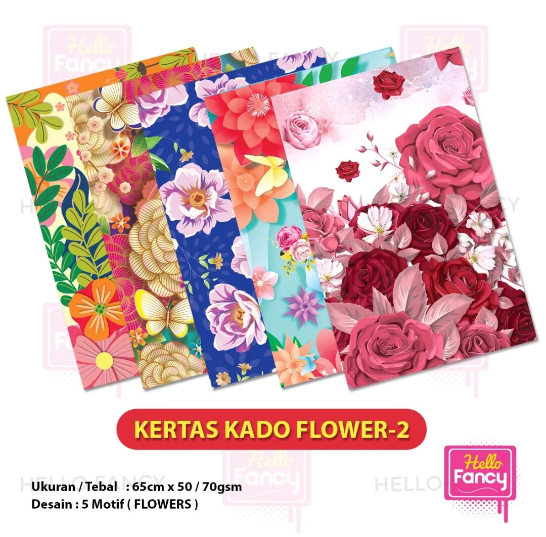 kertas kado Motif BUNGA isi 50lembar warna warni / mrk SIDU & Kiky ...