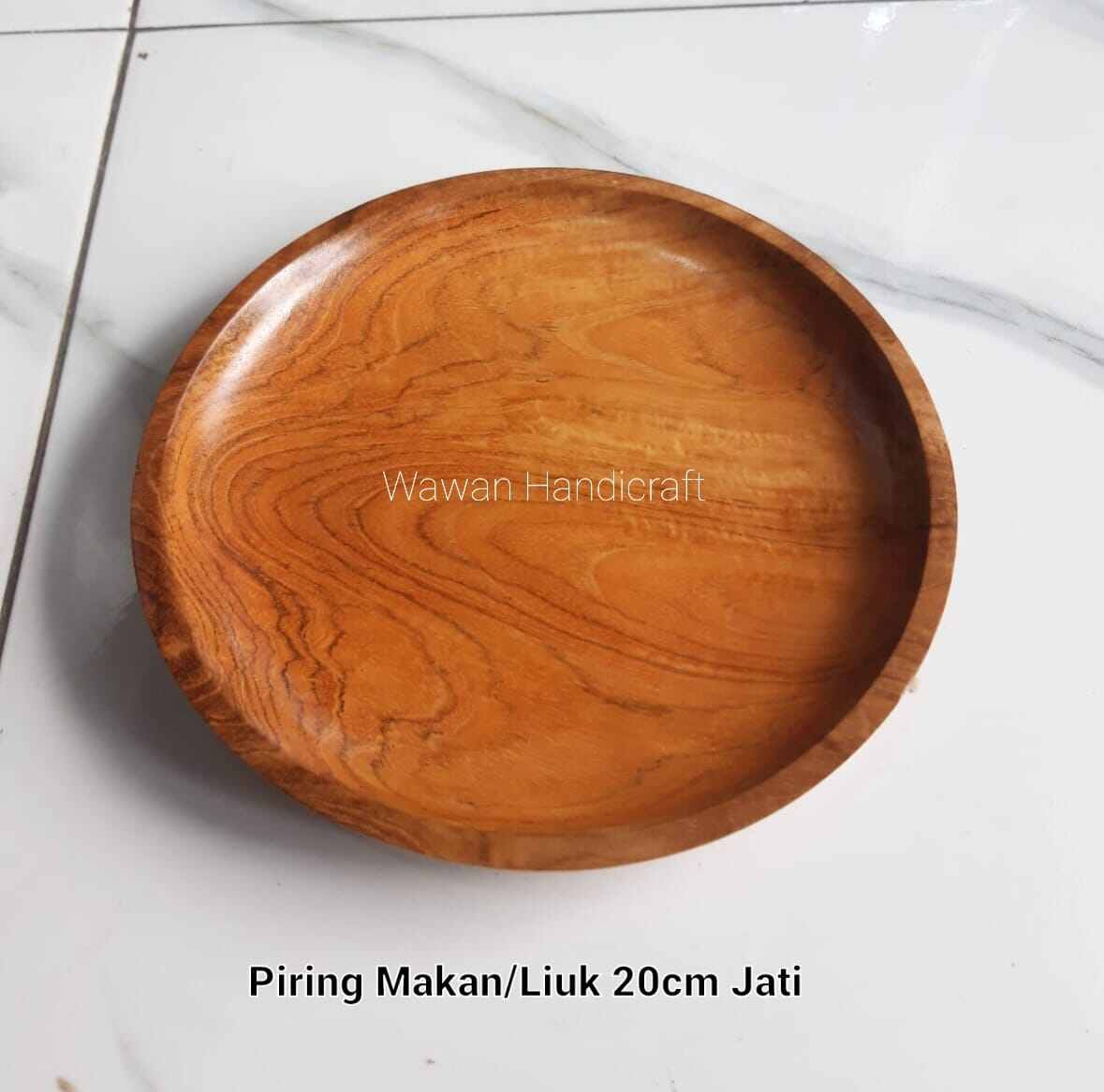 piring kayu/piring makan/piring liuk/piring kayu jati 20cm | Lazada ...