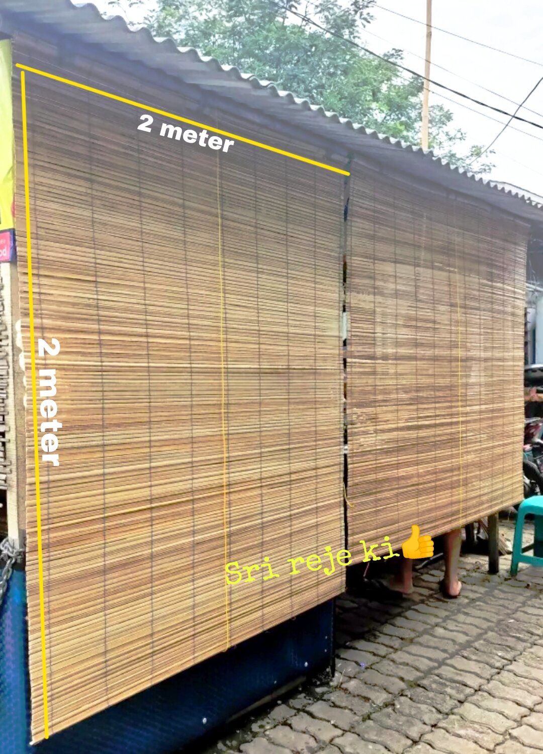 Tirai bambu sawit 2x2 sudah kerekan siap pasang Krey/kerai/krei | Lazada Indonesia