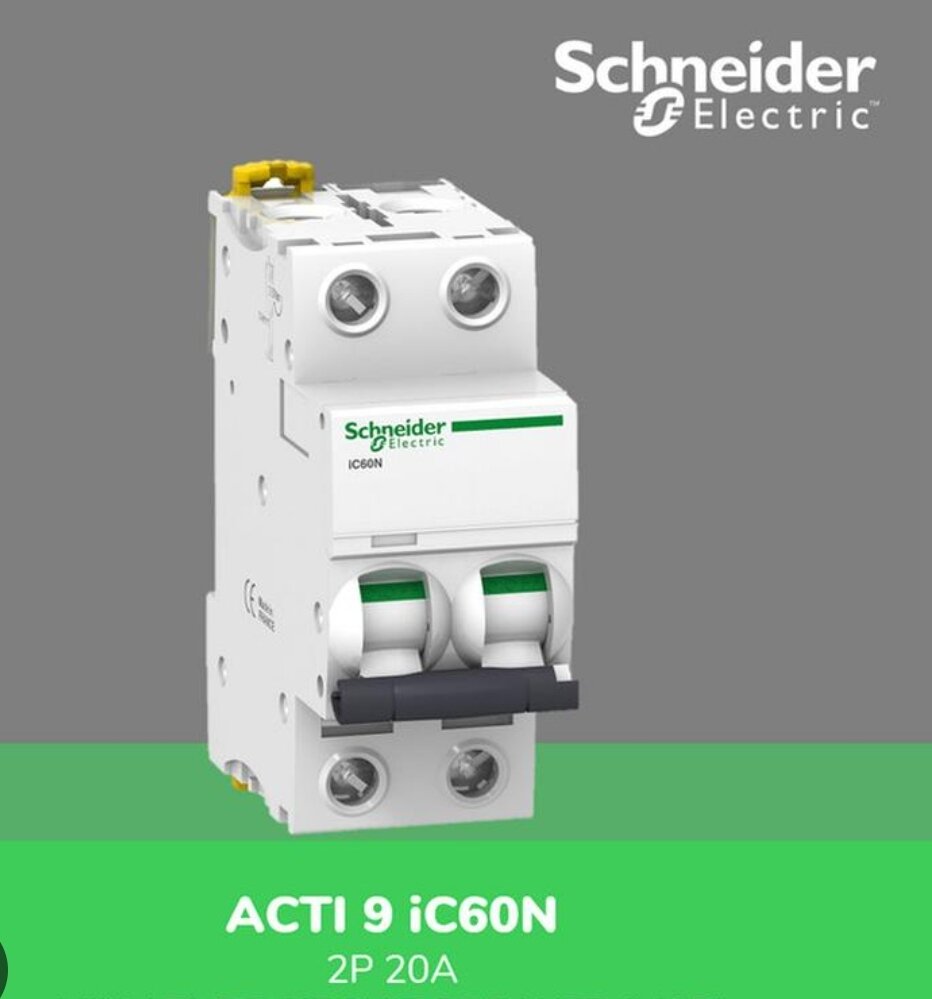 MCB Schneider acti 9 mcb 2P 20A IC60N | Lazada Indonesia