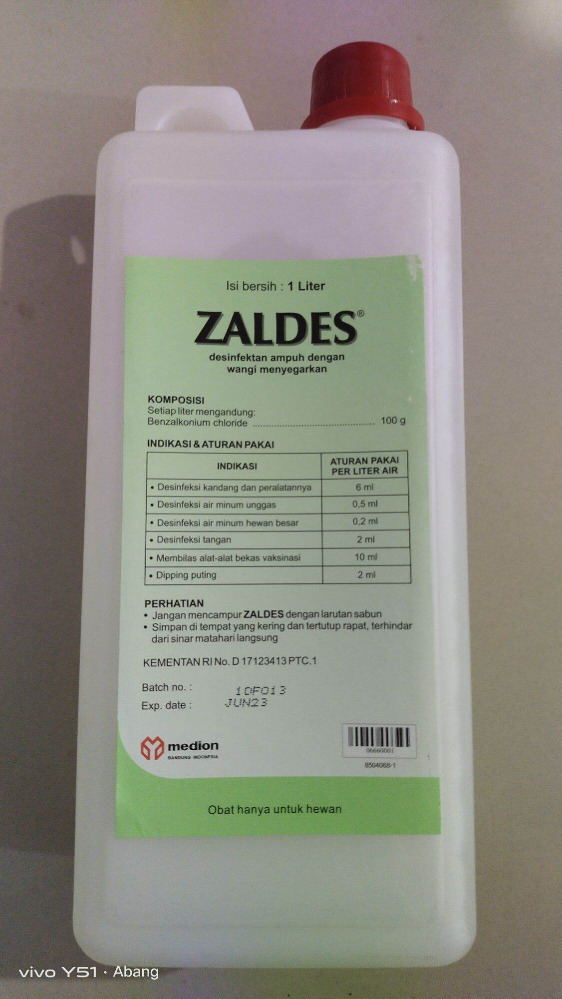 Medion Zaldes 1 liter, Desinfektan obat penyemprot kandang ayam, puyuh ...