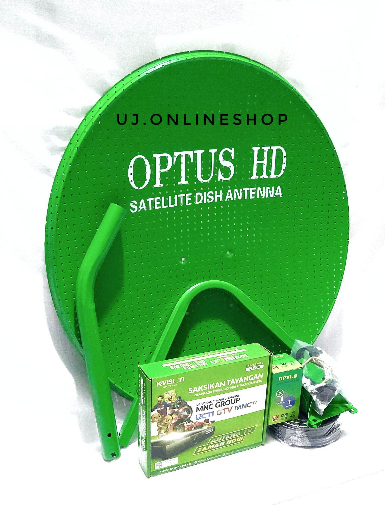 Parabola optus hijau lubang 60 cm Full set paket receiver kvision bromo ...