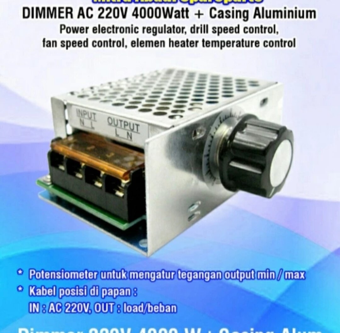 Dimmer AC 220 Volt 4000 Watt + Casing Aluminium Potensiometer untuk ...