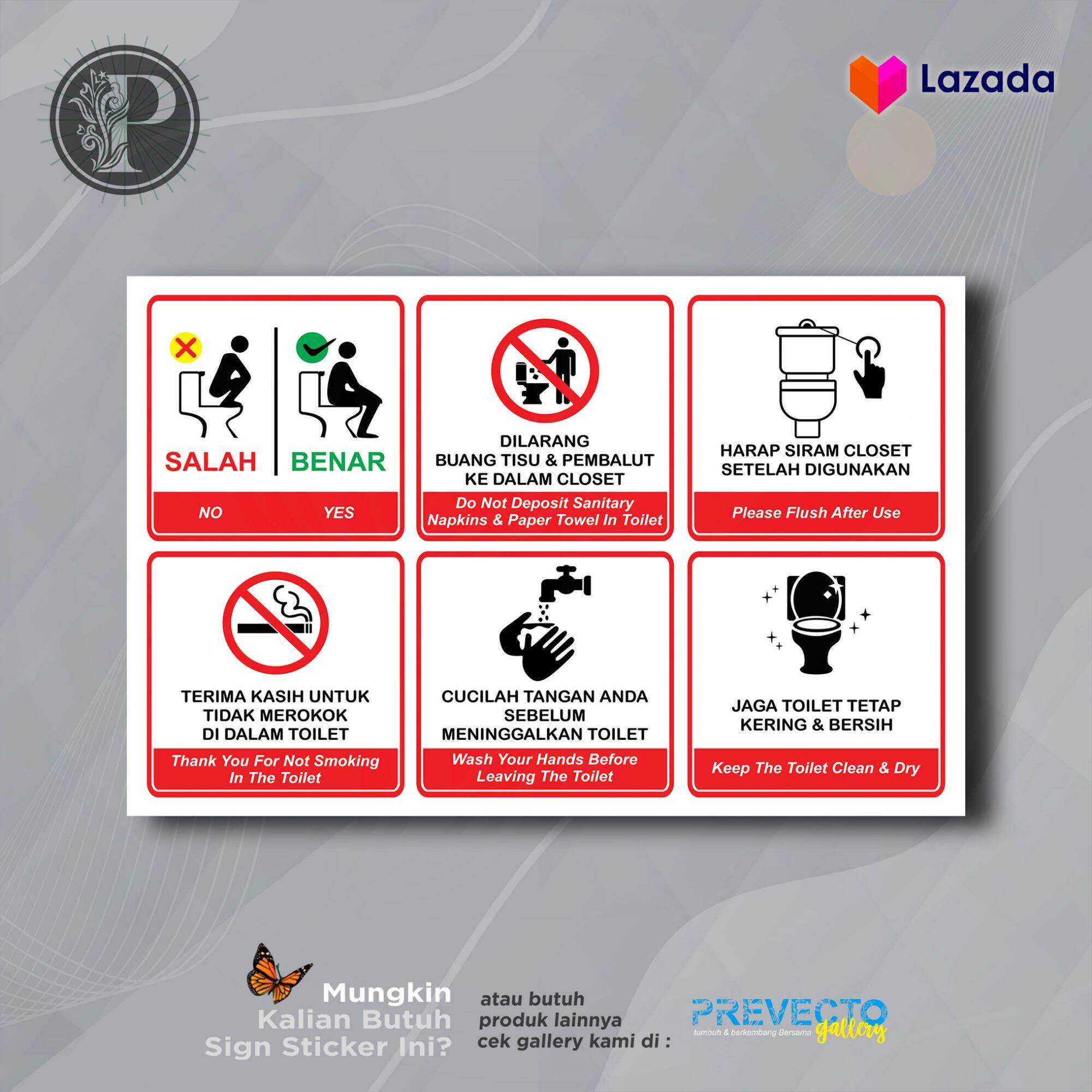 STICKER SAFETY SIGN K3 RAMBU ETIKA MENGGUNAKAN TOILET DUDUK | Lazada Indonesia